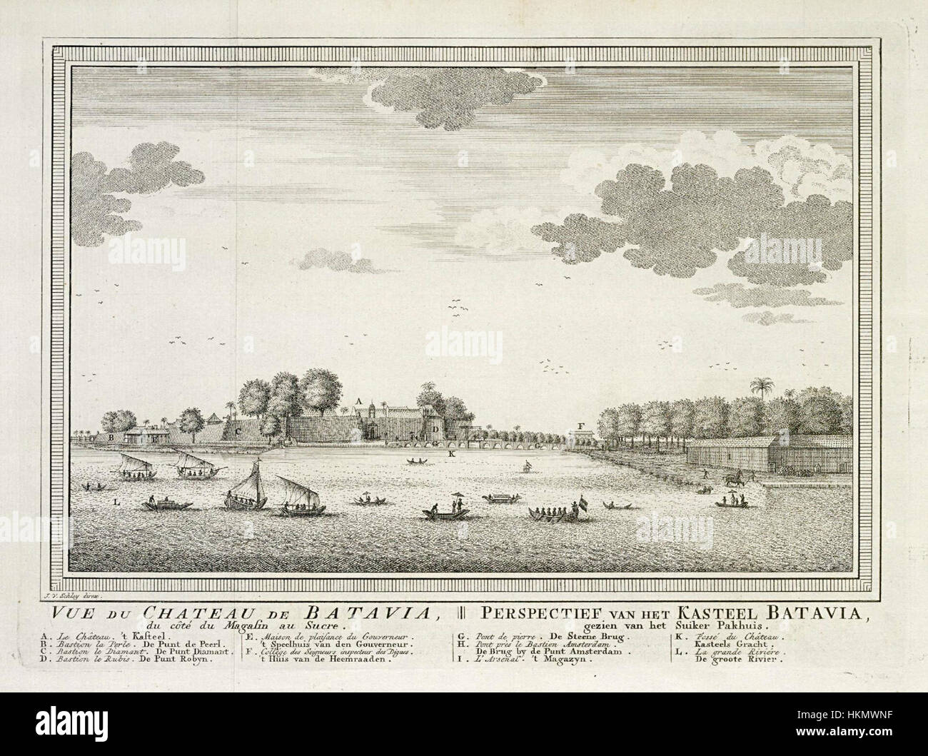 This image provides a view of Batavia Castle from the sugar warehouse ...