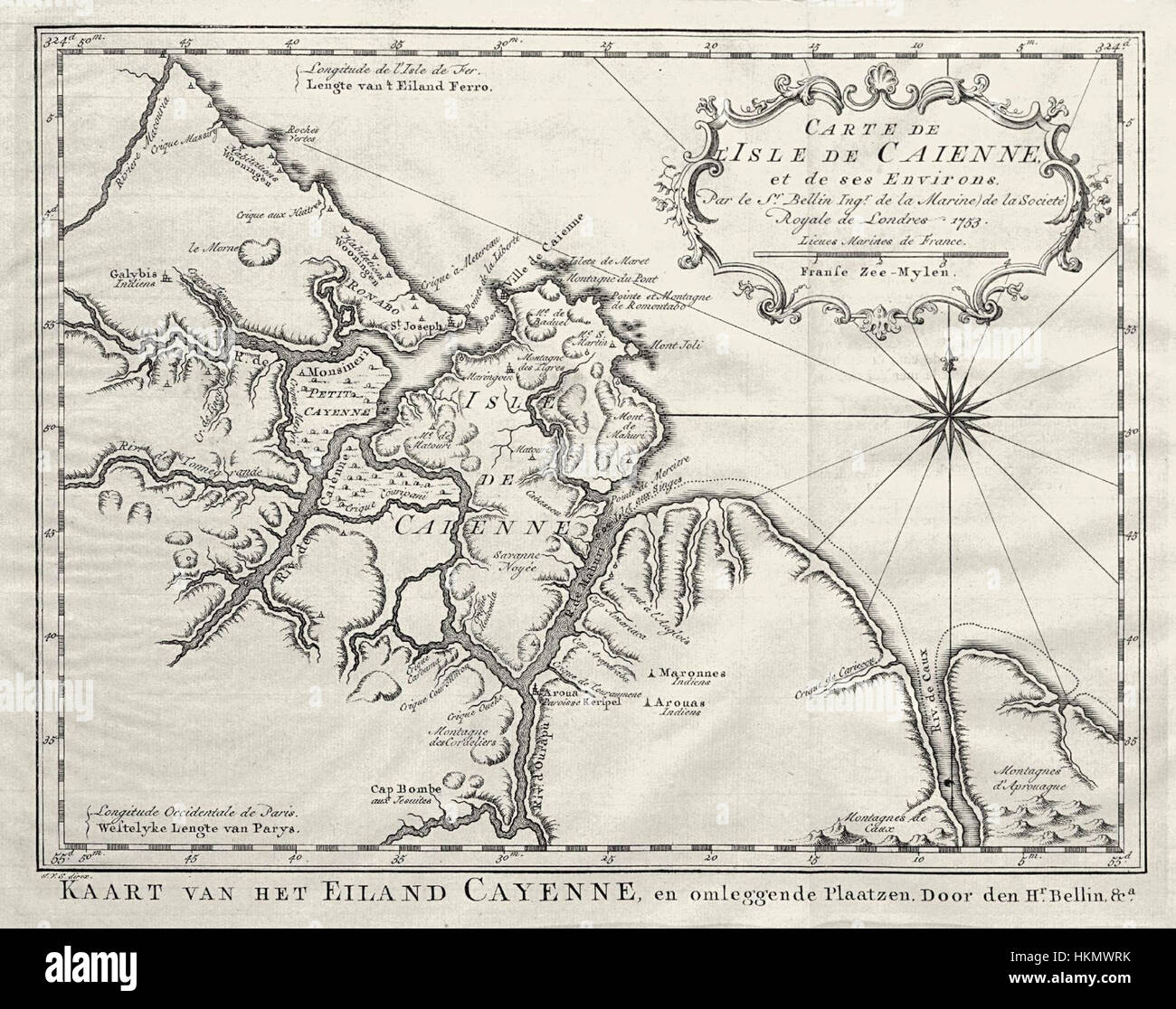 This 18th-century map shows the island of Cayenne and its surrounding ...