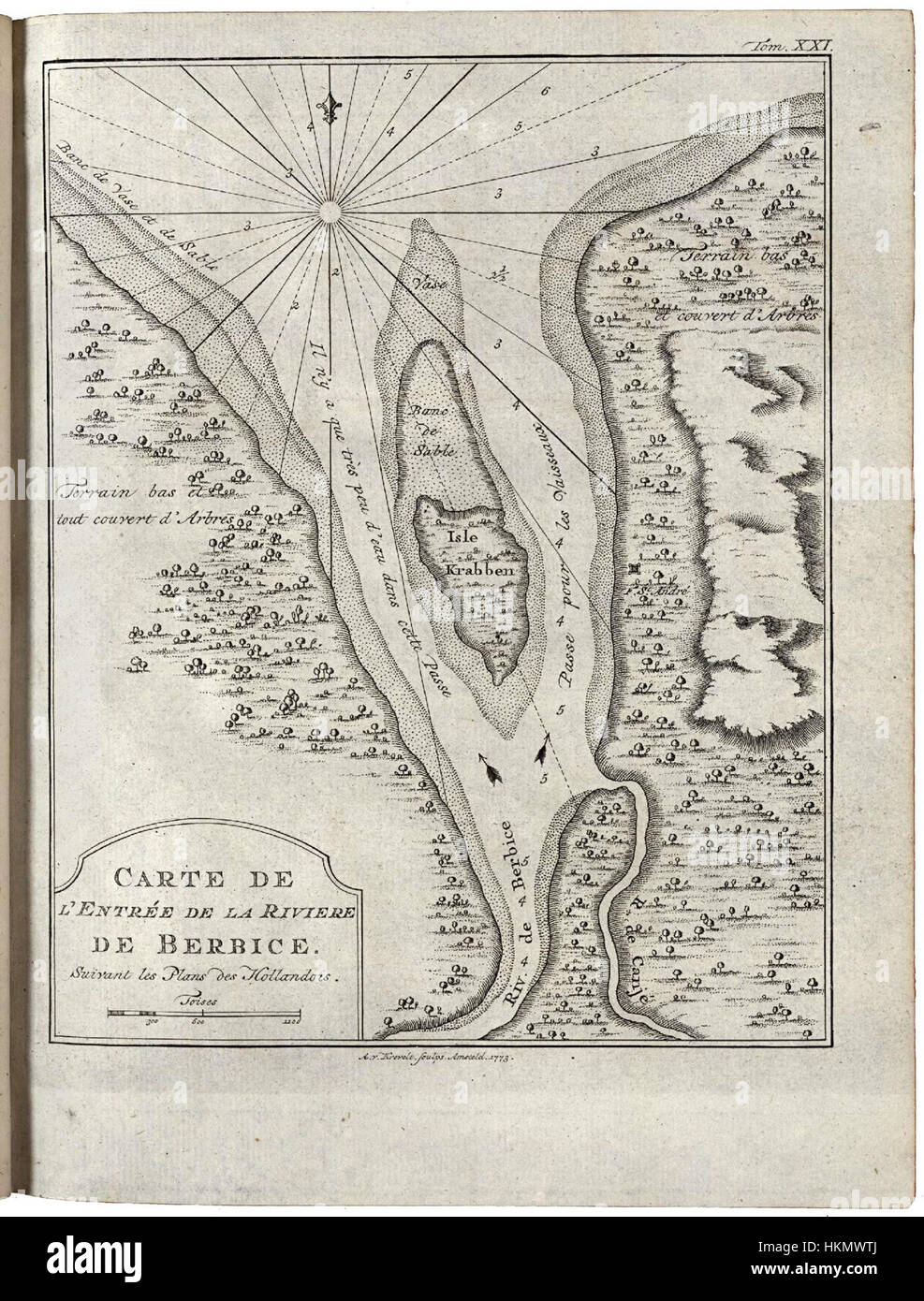 This map, titled AMH-8052-KB, details the mouth of the Berbice River ...