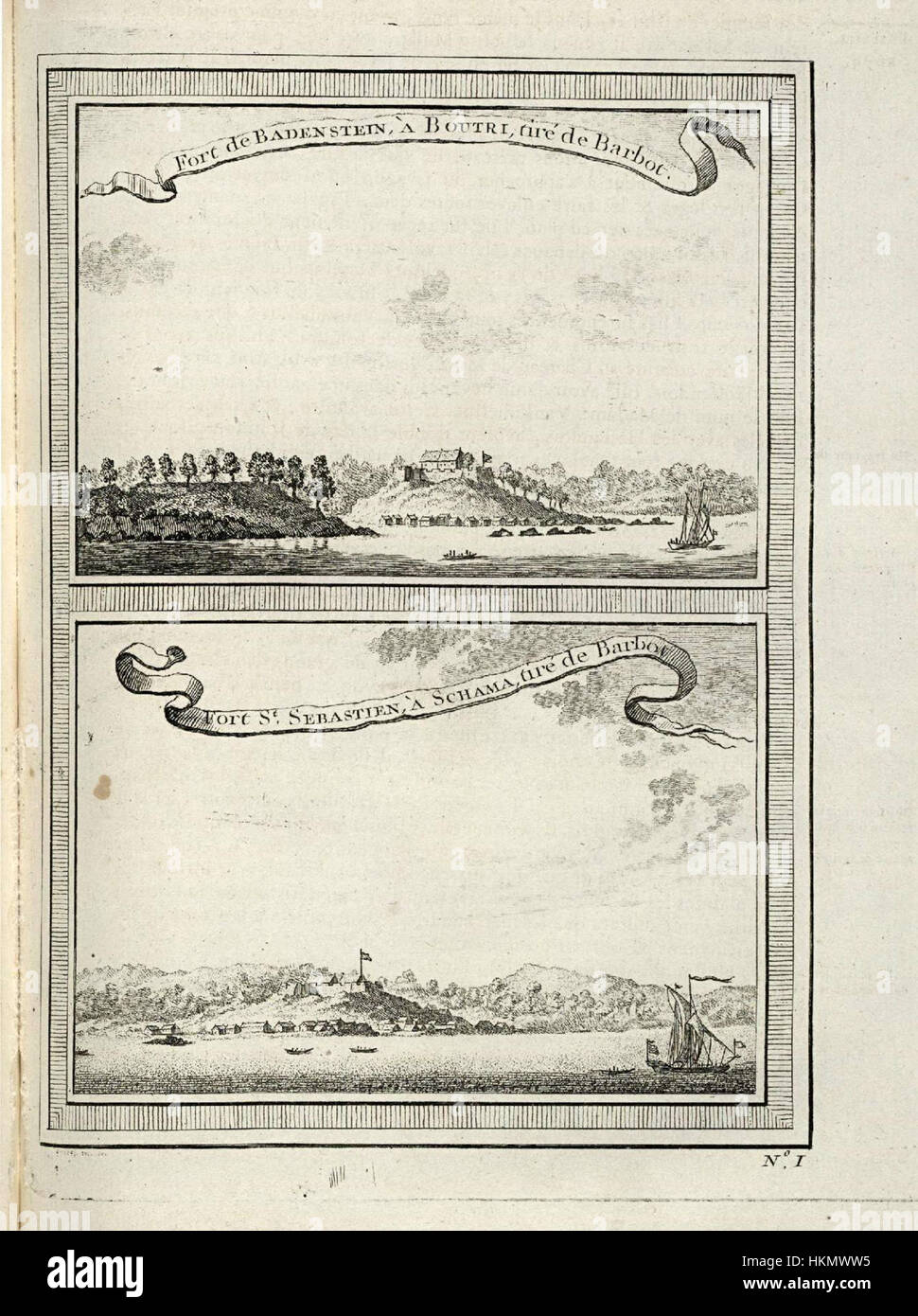 AMH-8064-KB View of the forts of Batenstein at Boutri and St. Sebastien ...