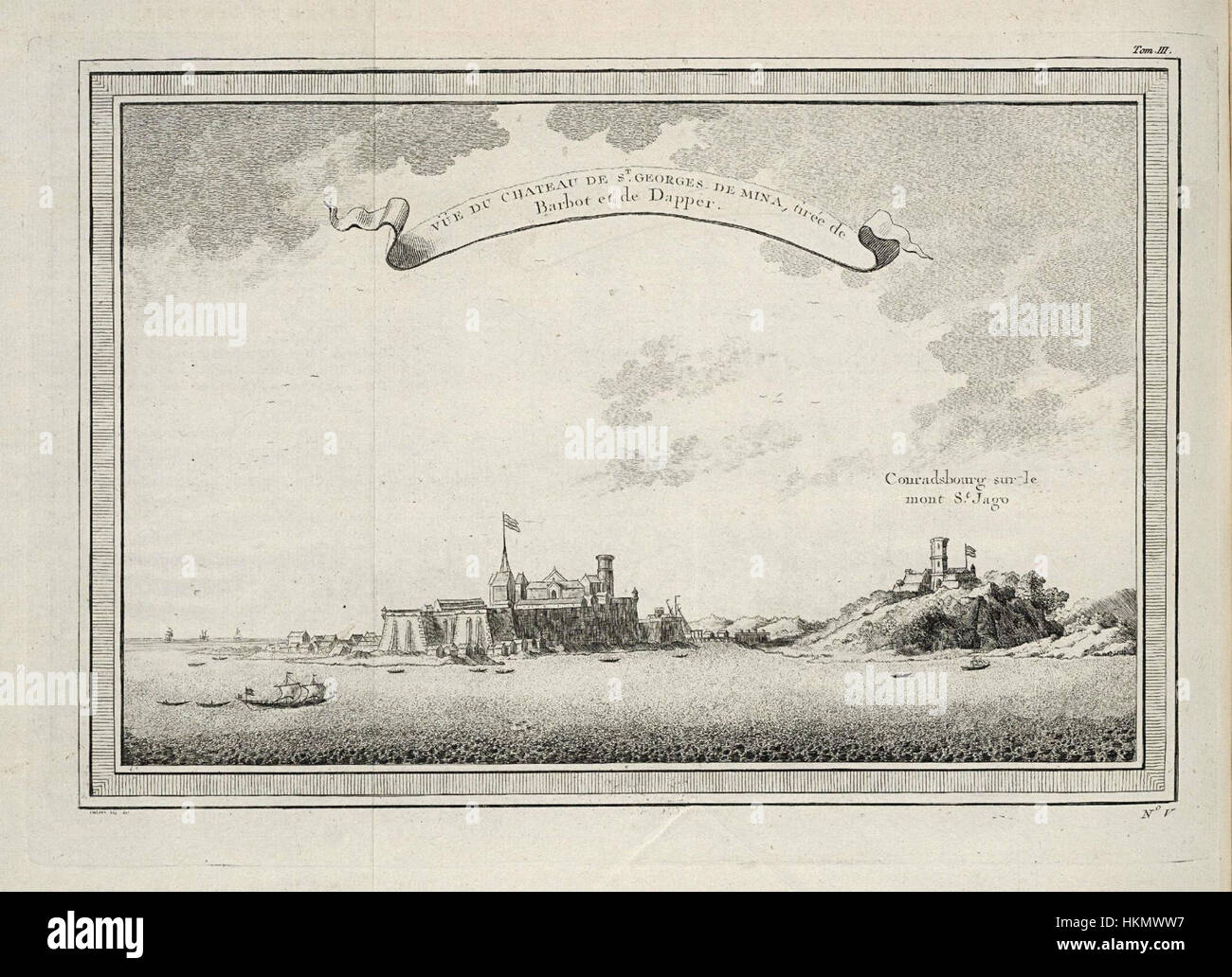 This painting provides a view of the Castle of St. George de Mina, a ...