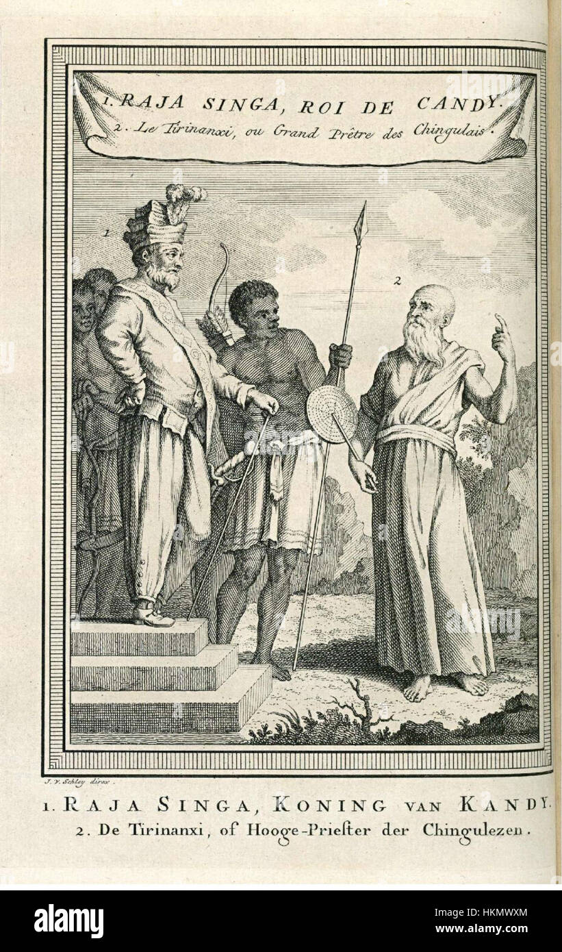 This painting depicts Raja Singa, the king of Kandy in Sri Lanka, with ...