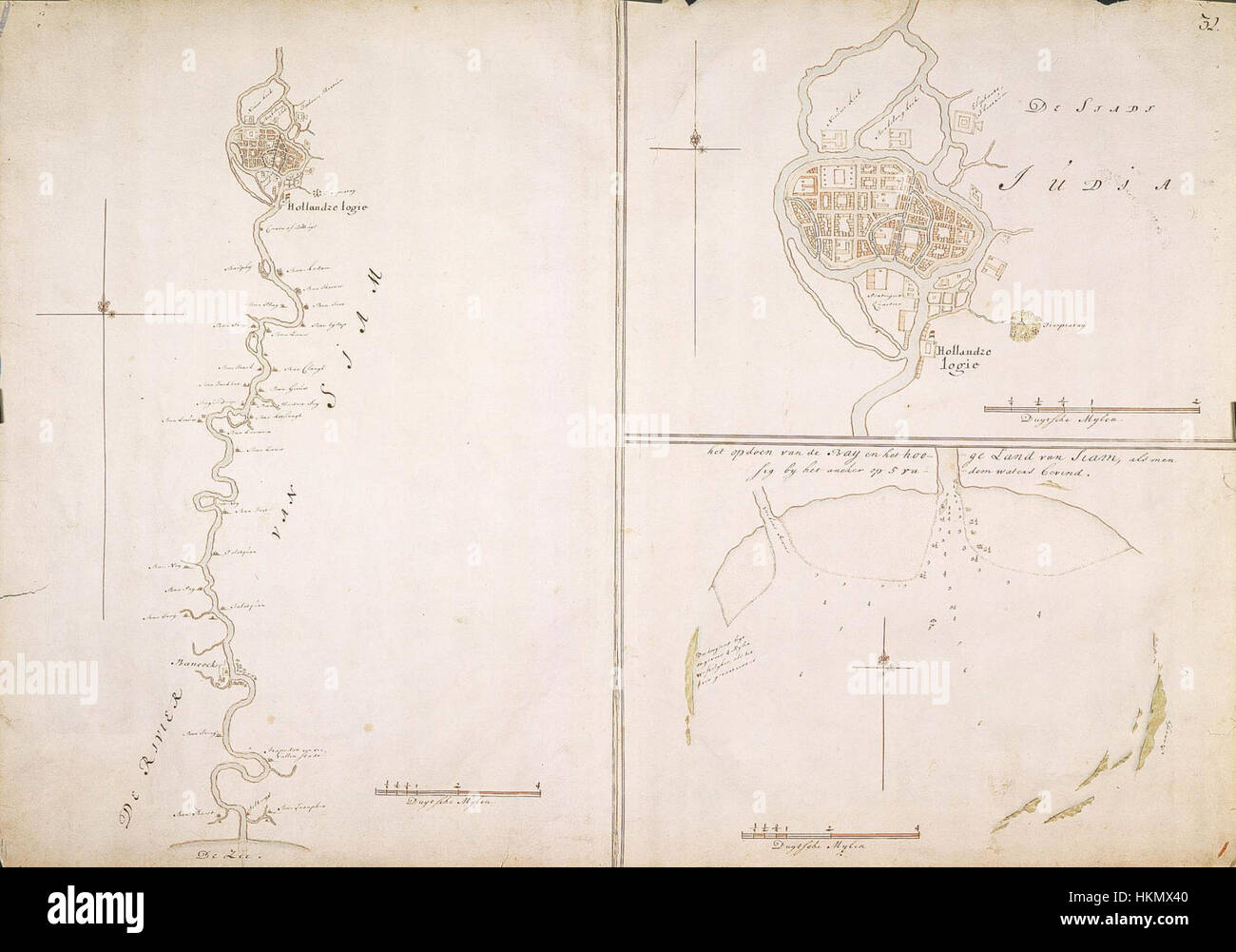 This historical chart of the River of Siam (now Thailand) provides ...