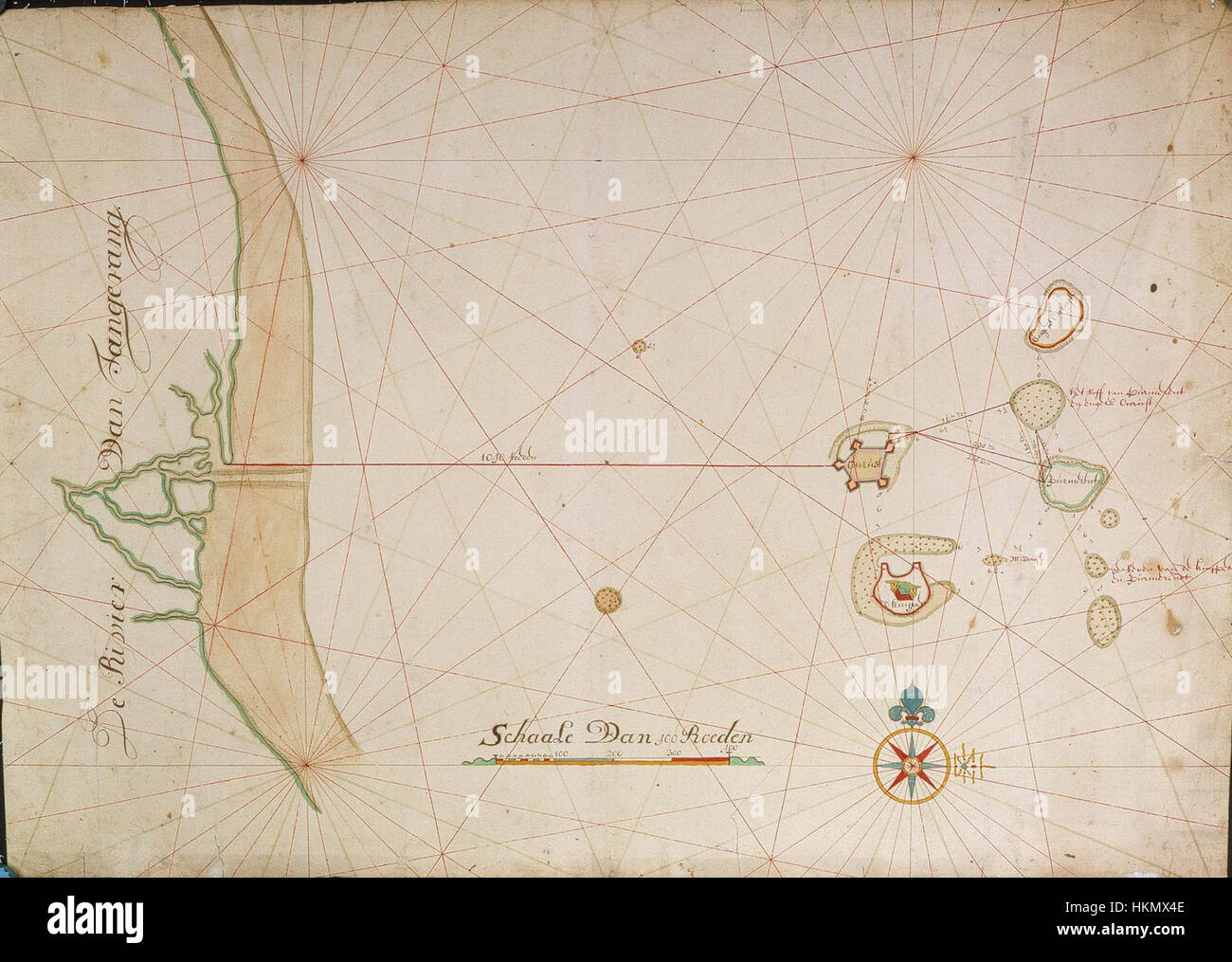 This historical map shows the islands of Onrust, Kuyper, and Purmerent ...