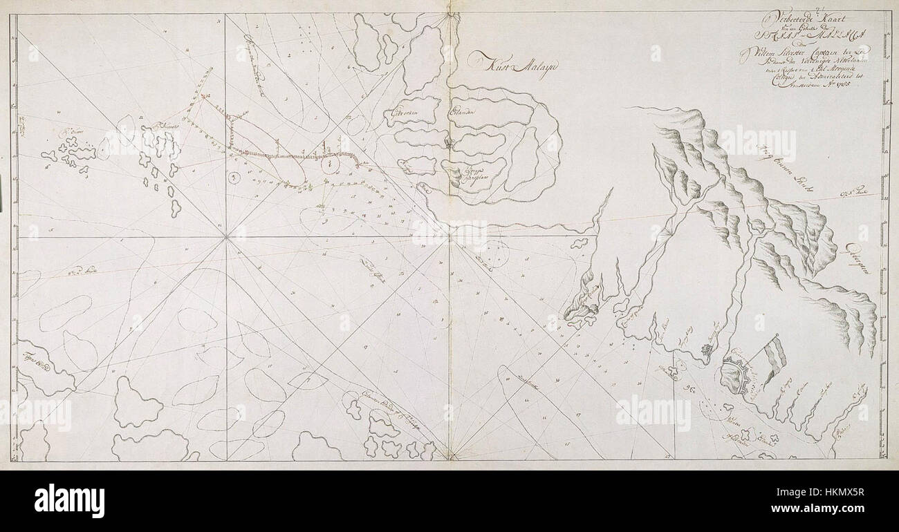 A historical map of a section of the Malacca Straits, illustrating key ...