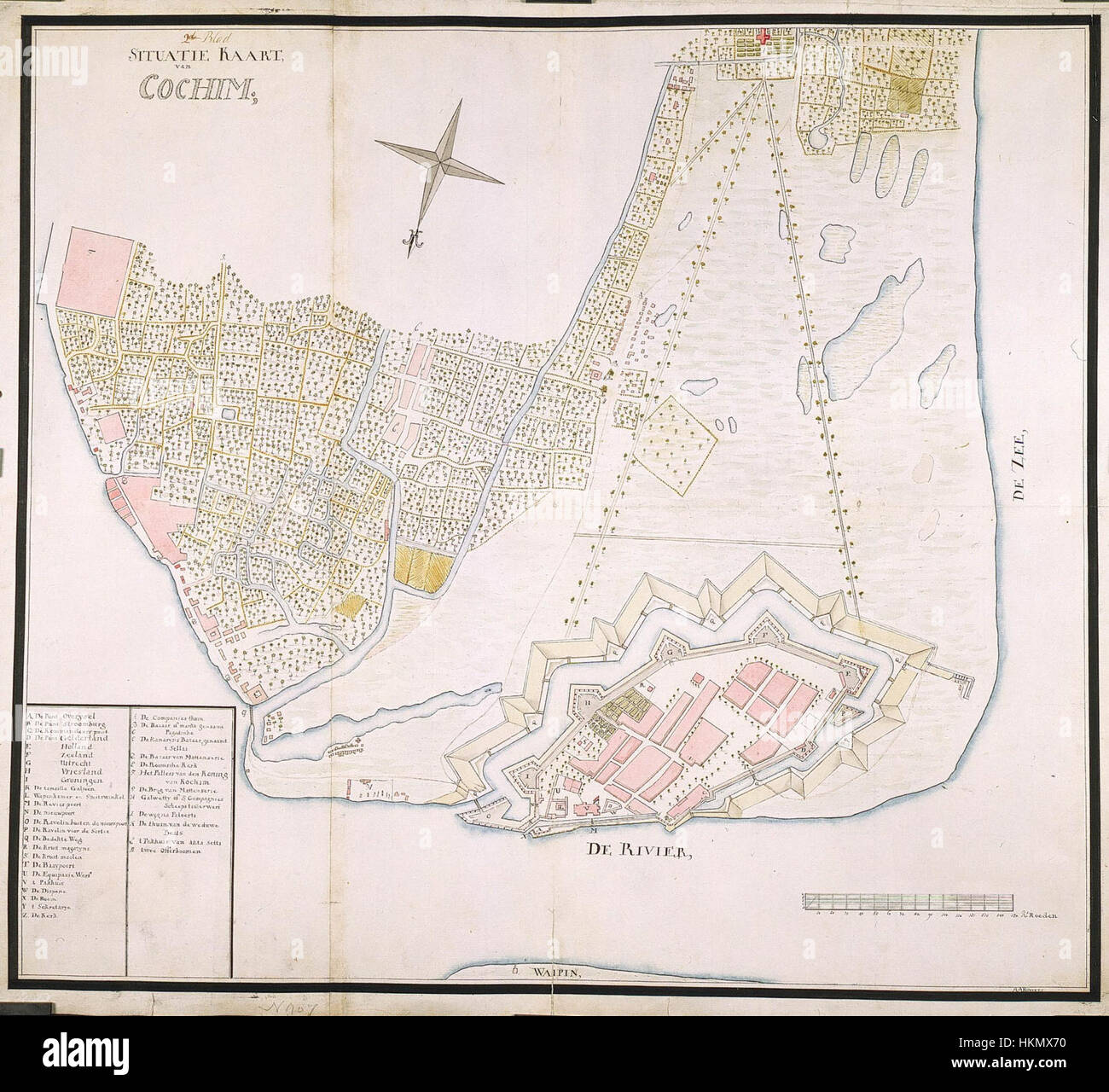 This map, titled AMH-2598-NA, showcases the historical layout of Cochin ...