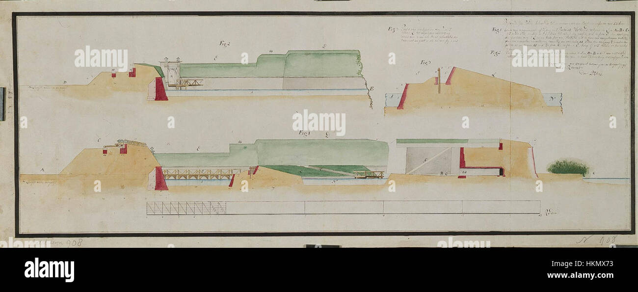The artwork 'AMH-2601-NA Elevations of the fortifications to the west ...