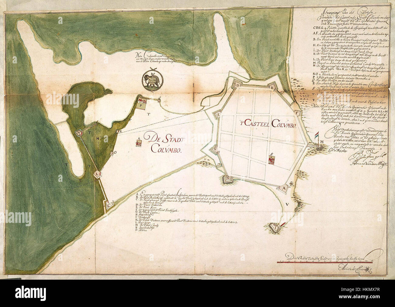 This artwork, titled 'The Castle and the City of Colombo,' presents a ...