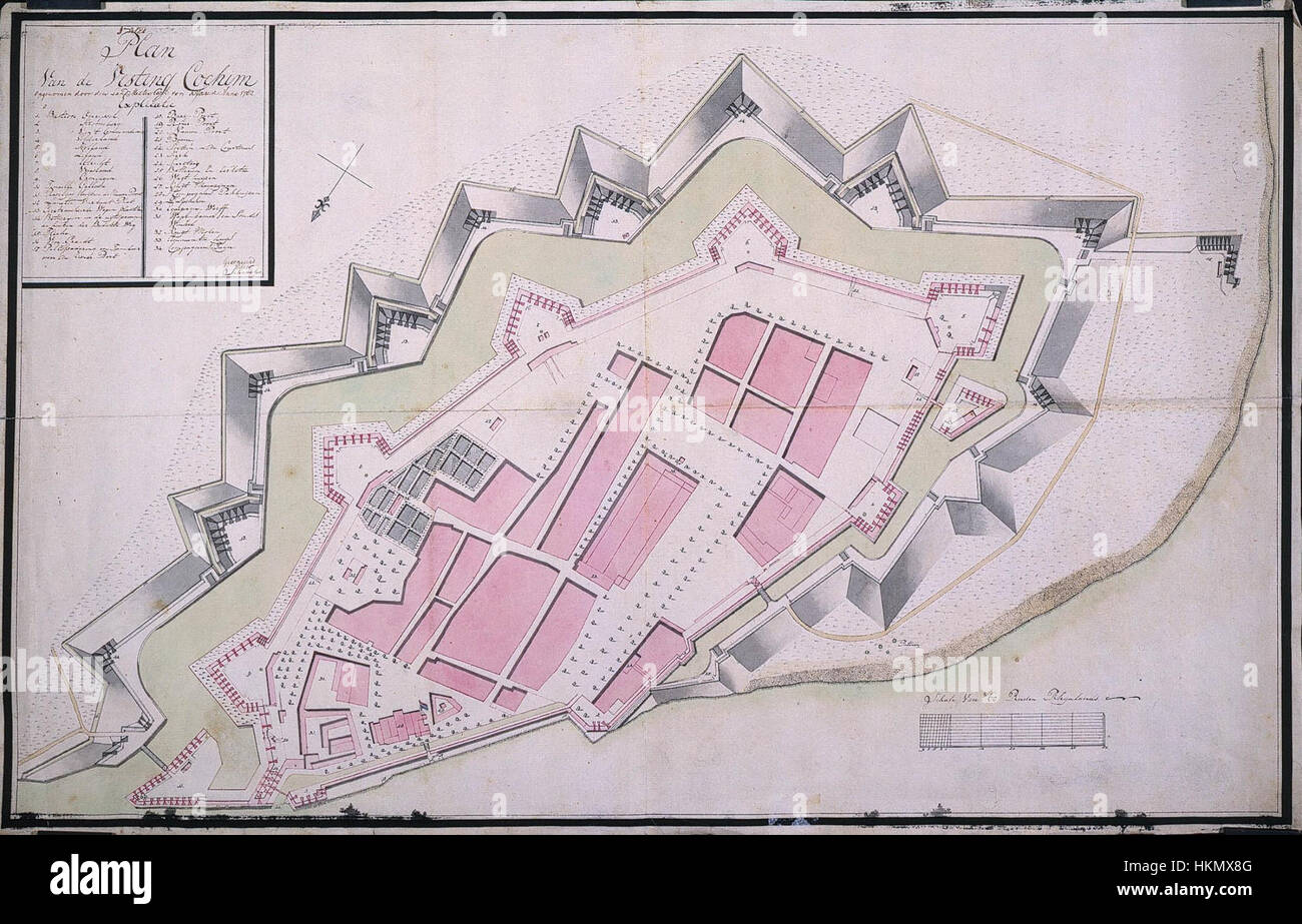 The map AMH-2633-NA depicts the fort at Cochin, an important military ...