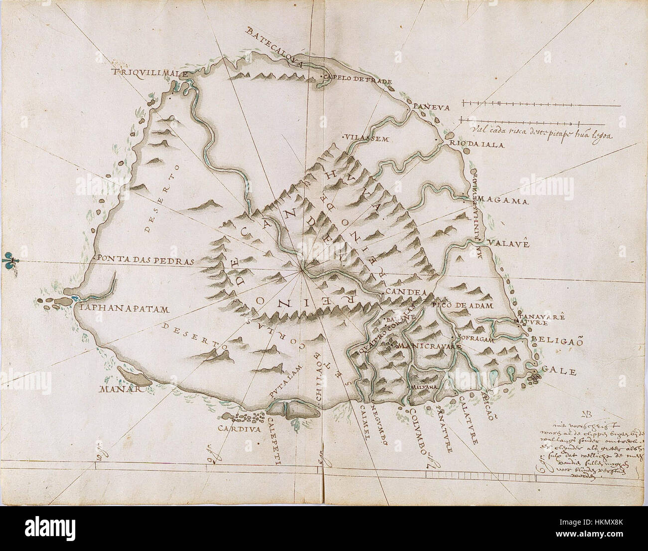 The map titled 'Map of Ceylon' provides a detailed representation of ...