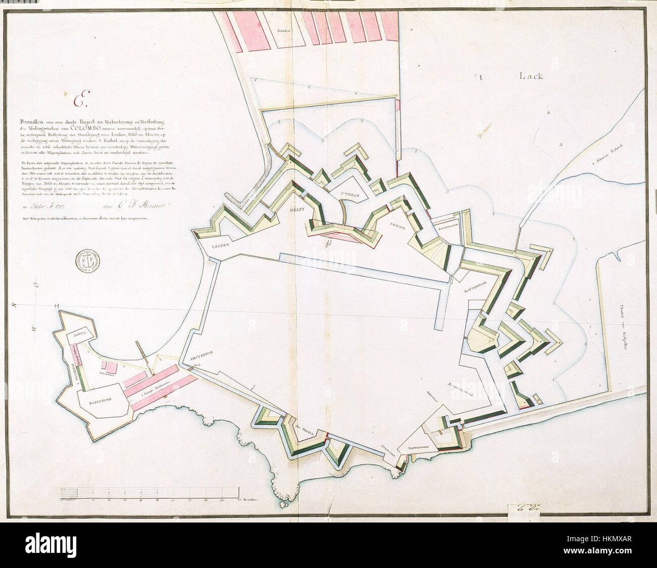 The AMH-4220-NA is a historical map showing the fortification plans for ...