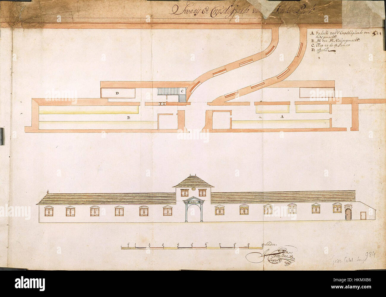 This map and elevation diagram details the military buildings in ...