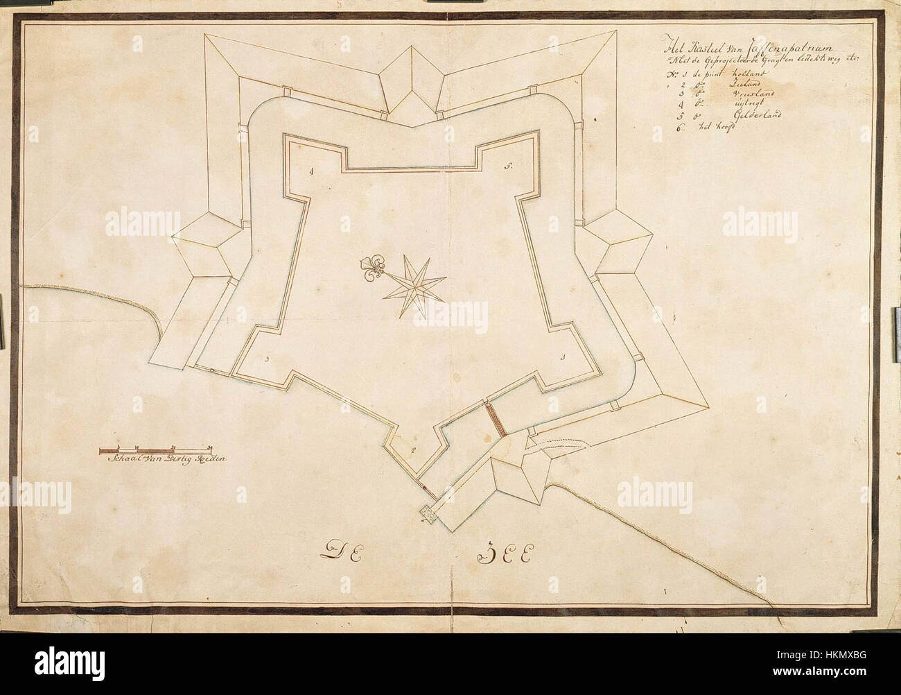 A historical map showing the layout of the fort at Jaffnapatnam ...