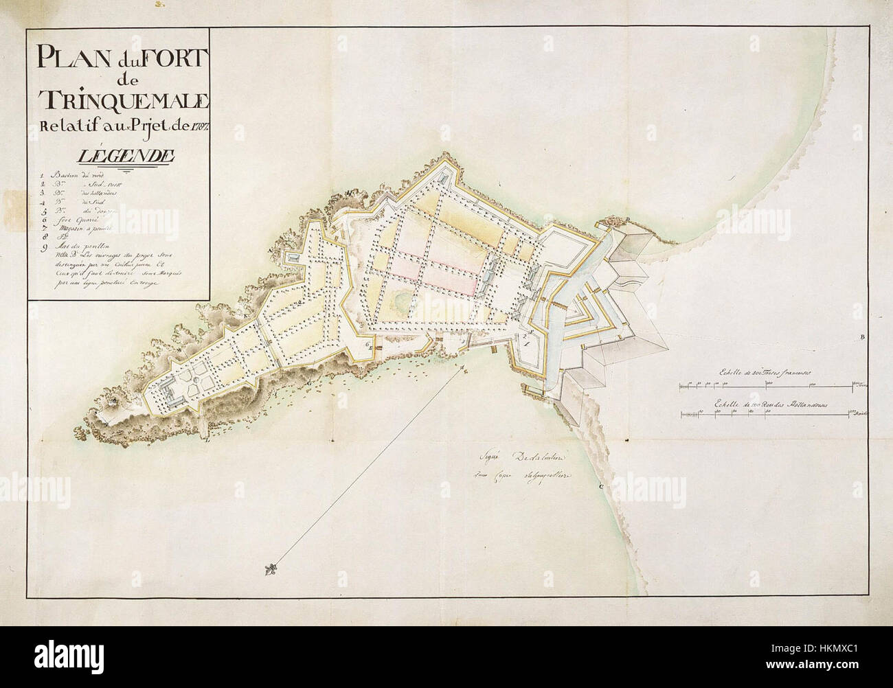 This map depicts the historical fort at Trinconomale, offering a ...
