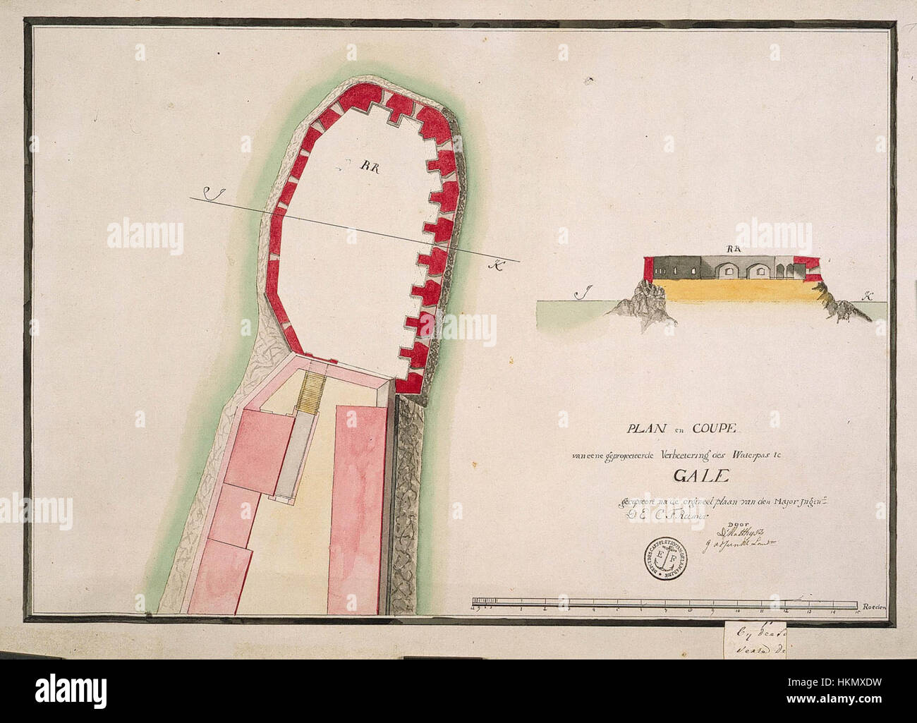 This historical map shows the detailed profile of a waterway designed ...
