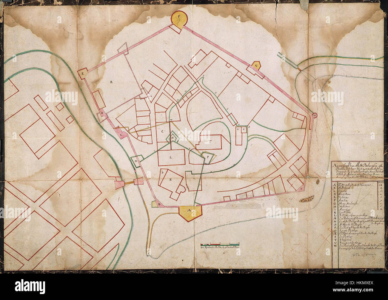This historical map depicts the fort at Malakka, showcasing the layout ...