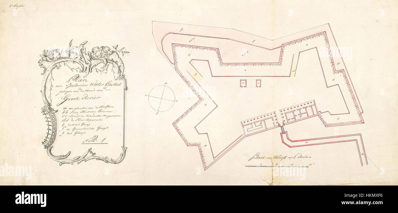 This historical map, AMH-4576-NA, depicts the water fort at Batavia ...