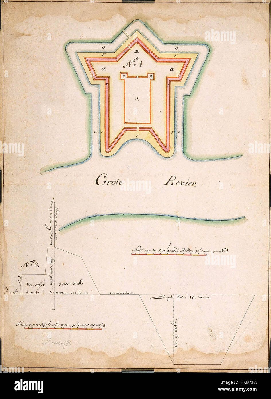 This map depicts Fort Noortwyk, a historic military fortification ...