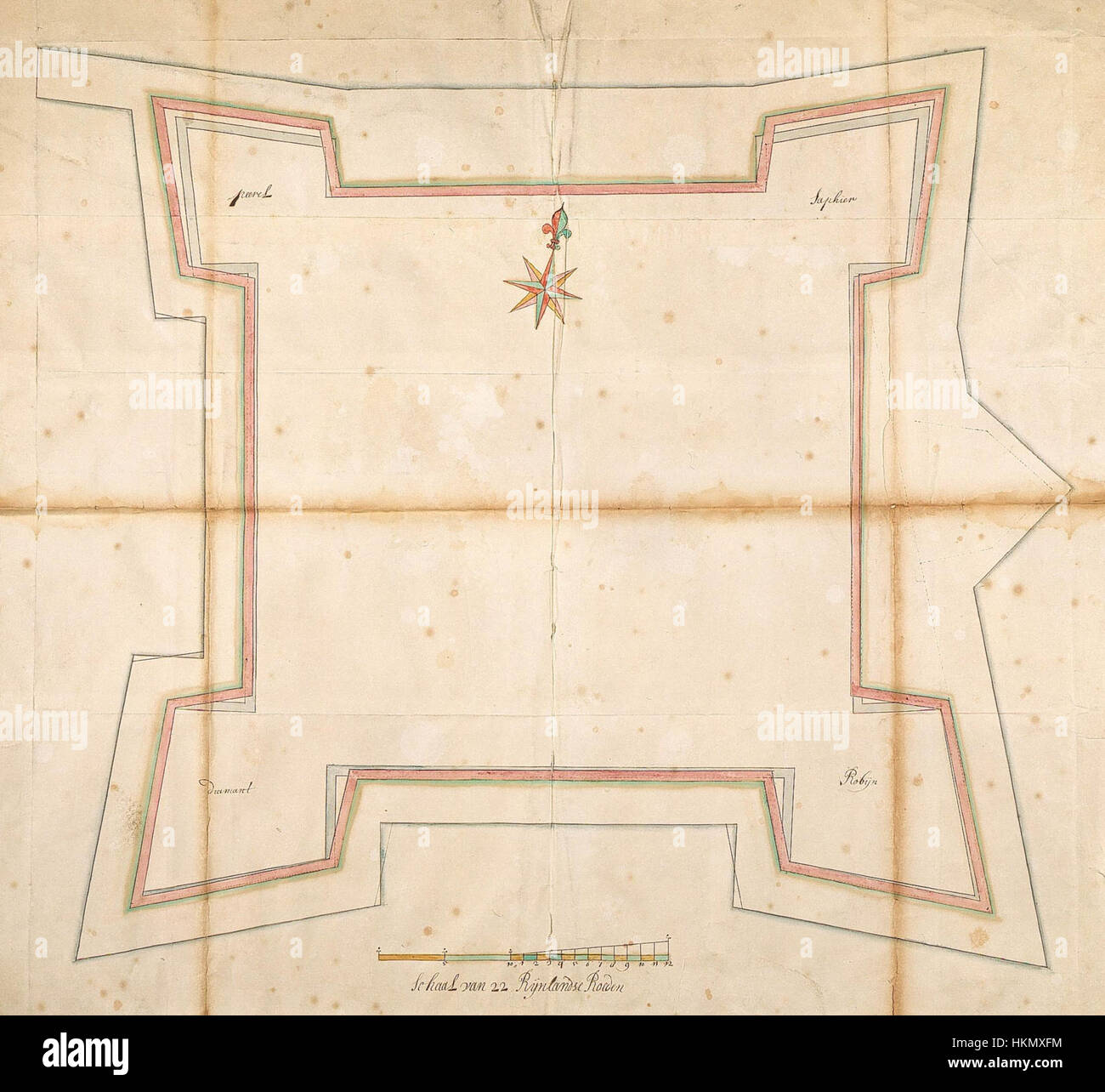 This map, titled 'AMH-4588-NA,' depicts the castle of Batavia, a ...