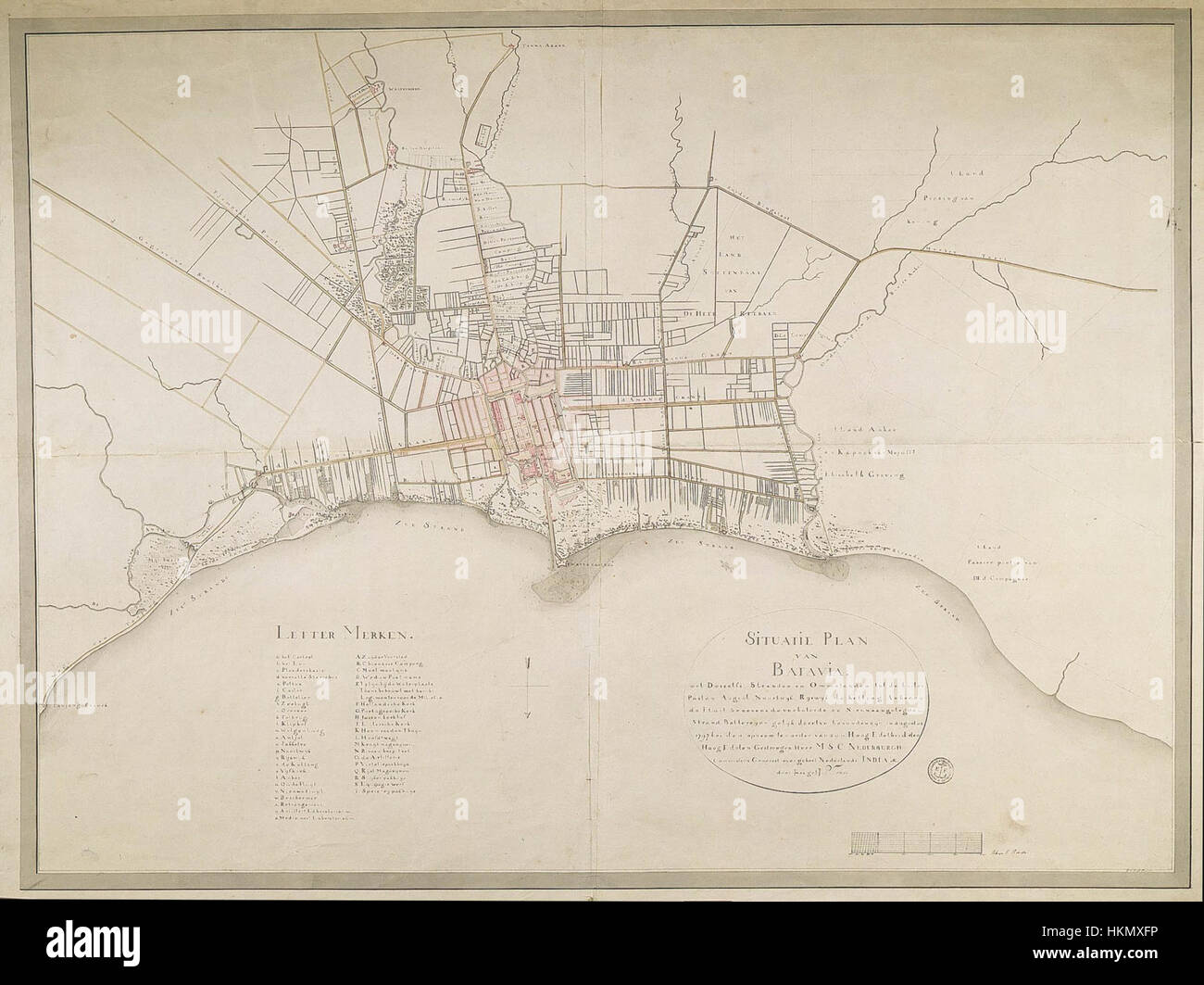 AMH-4590-NA Map of the castle and city of Batavia Stock Photo - Alamy