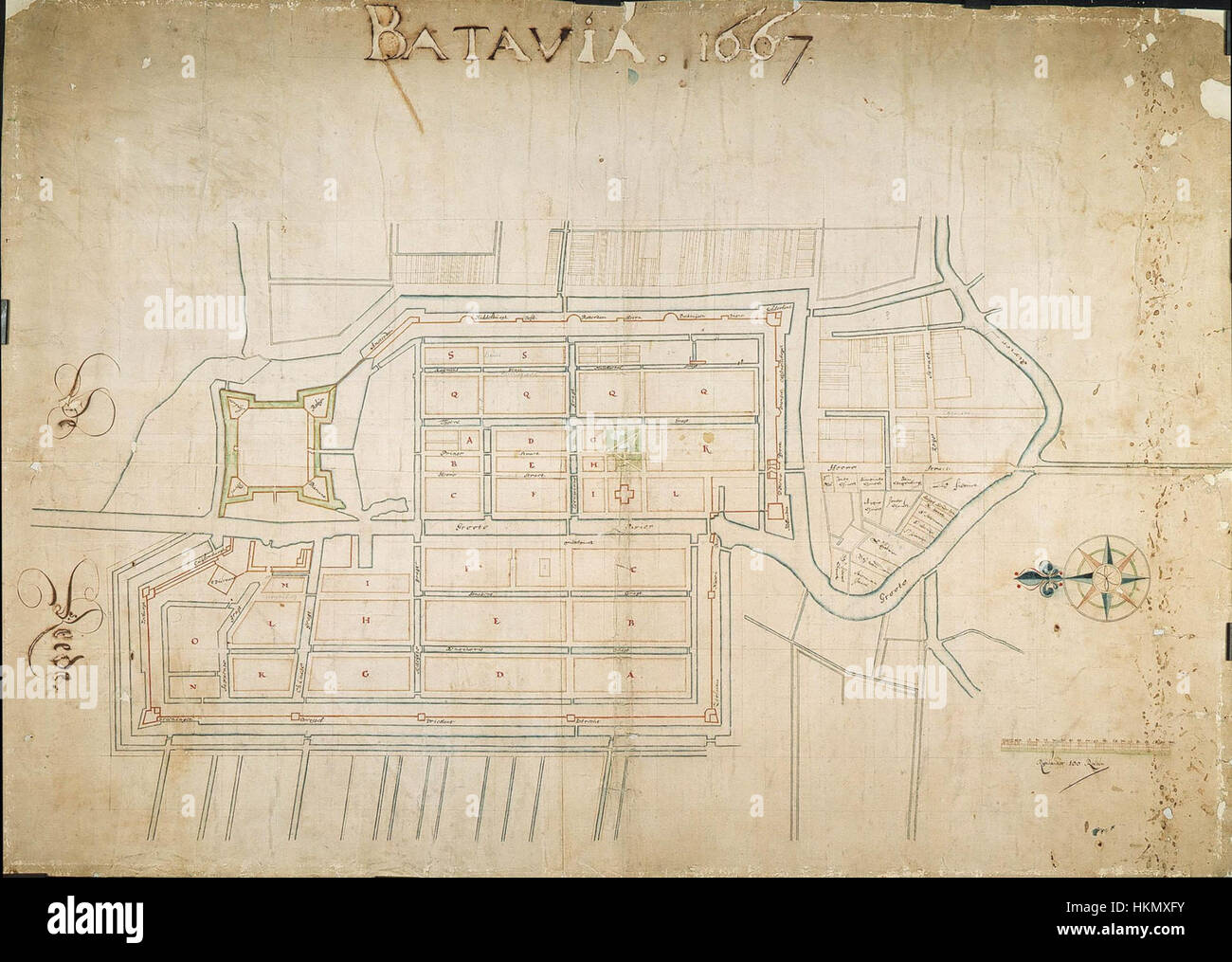 A map depicting Batavia, the capital of the Dutch East Indies ...