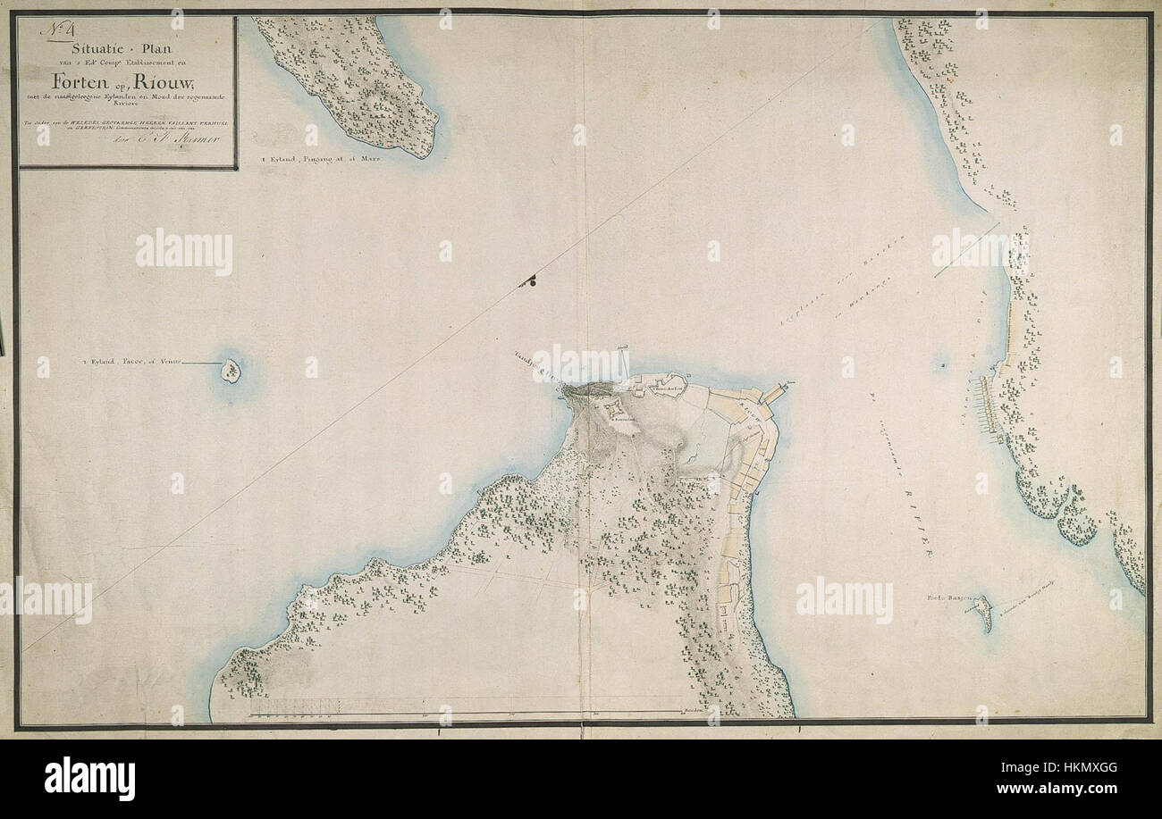 This map depicts the strategic layout of forts at Riouw, providing ...