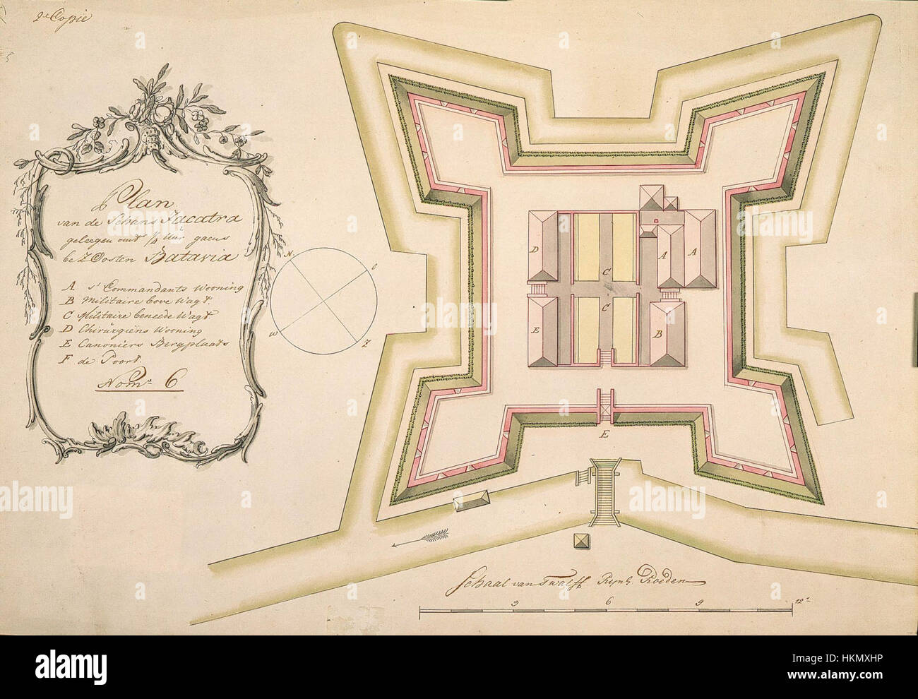 This historical map titled 'Map of the Jacatra Entrenchment' offers ...