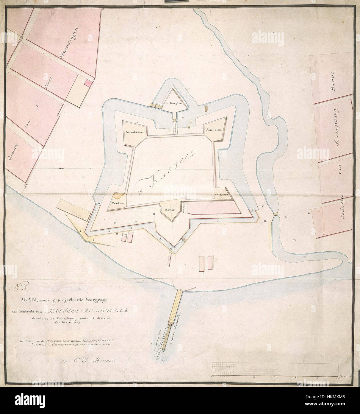 The map of Castle Rotterdam at Macasser depicts the fortification’s ...