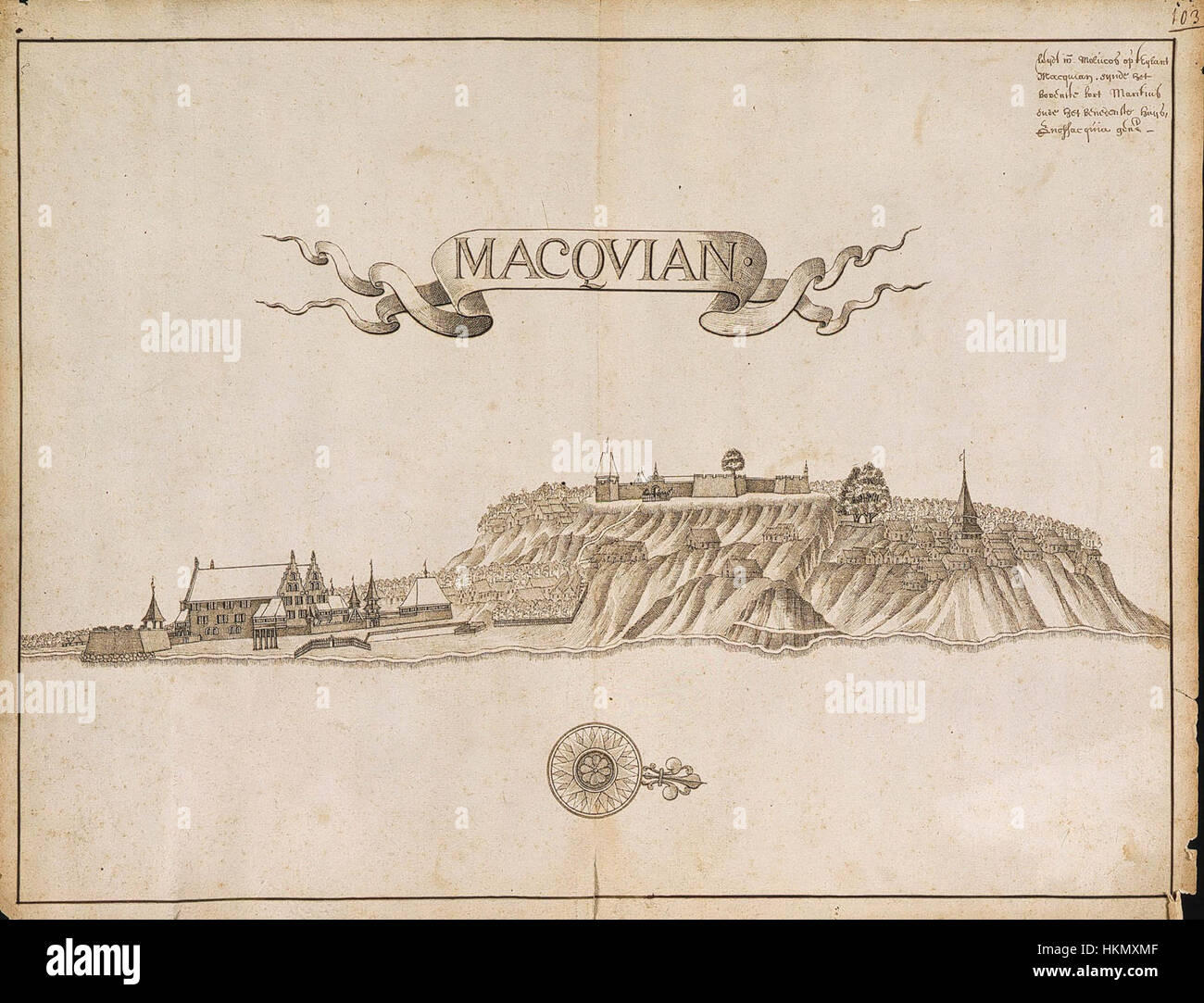 This painting shows the view of the forts of Mauritius and Gnofficquia ...