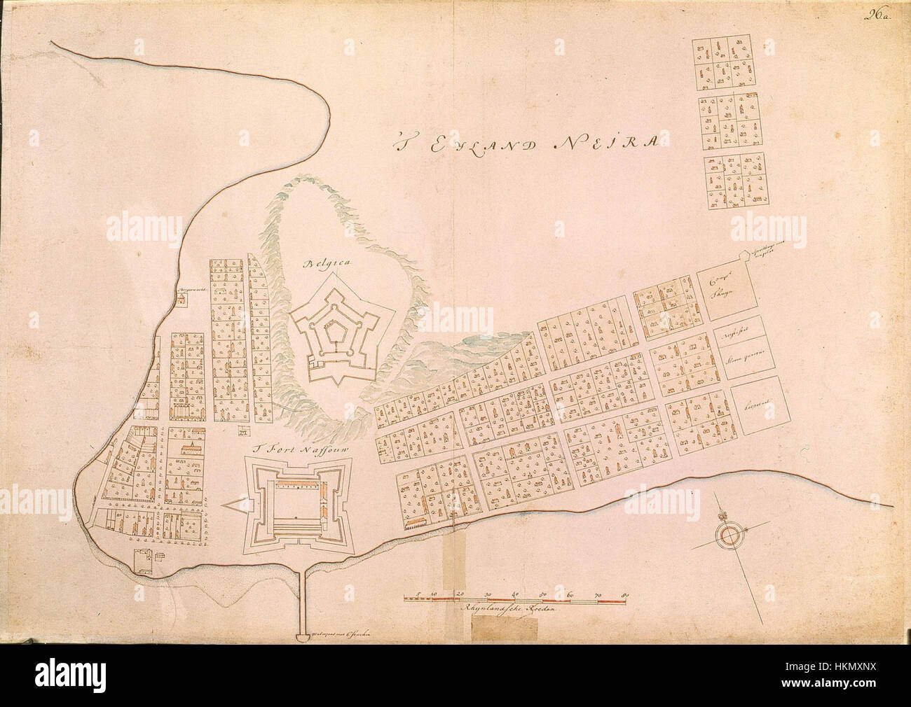 This historical map depicts part of the island of Neira, highlighting ...