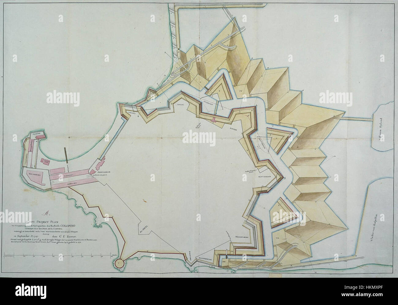 The map of the Castle at Colombo, Sri Lanka, provides a detailed layout ...