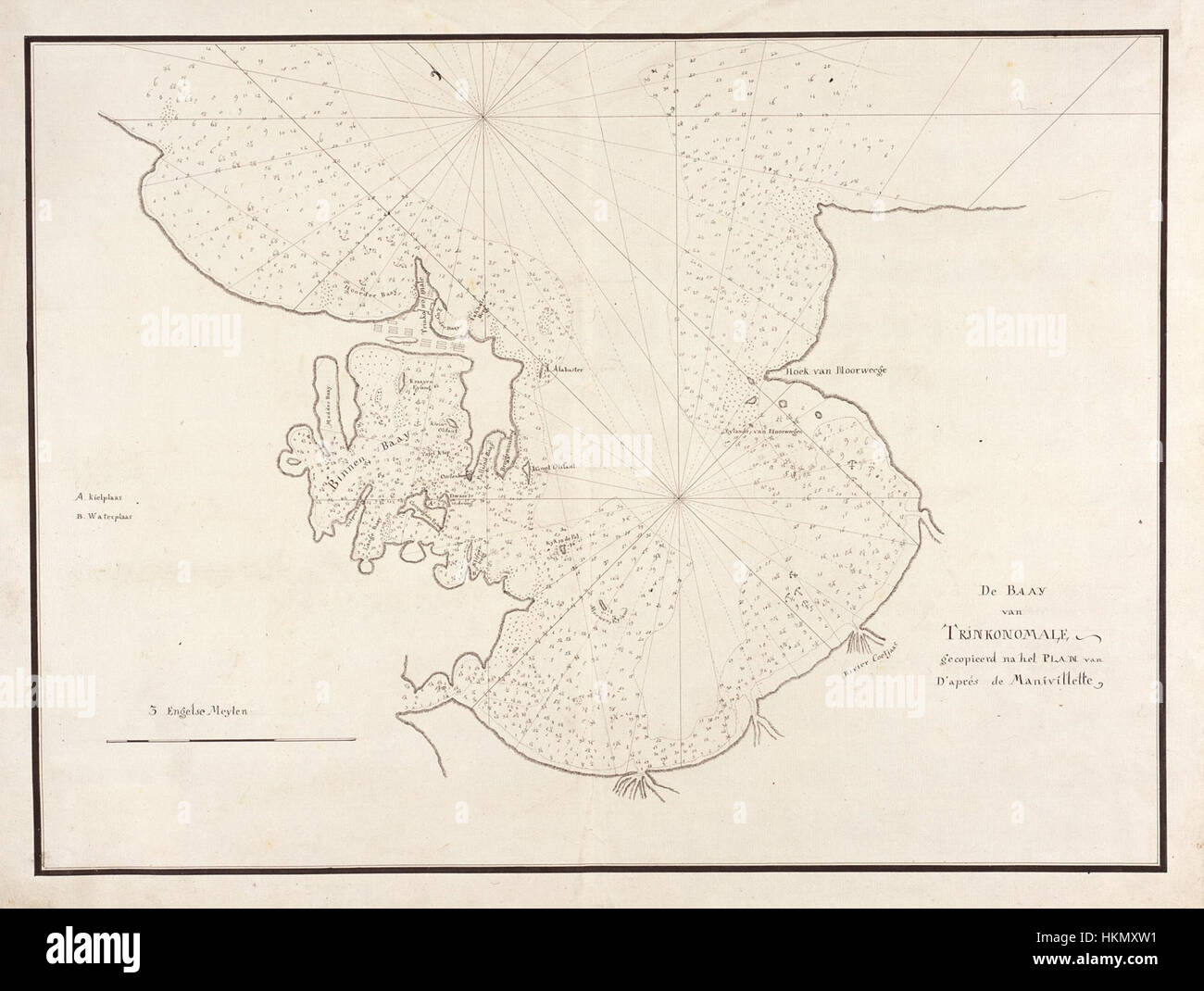 This 18th-century map of the Bay of Trincomalee (Trinconomale) offers a ...