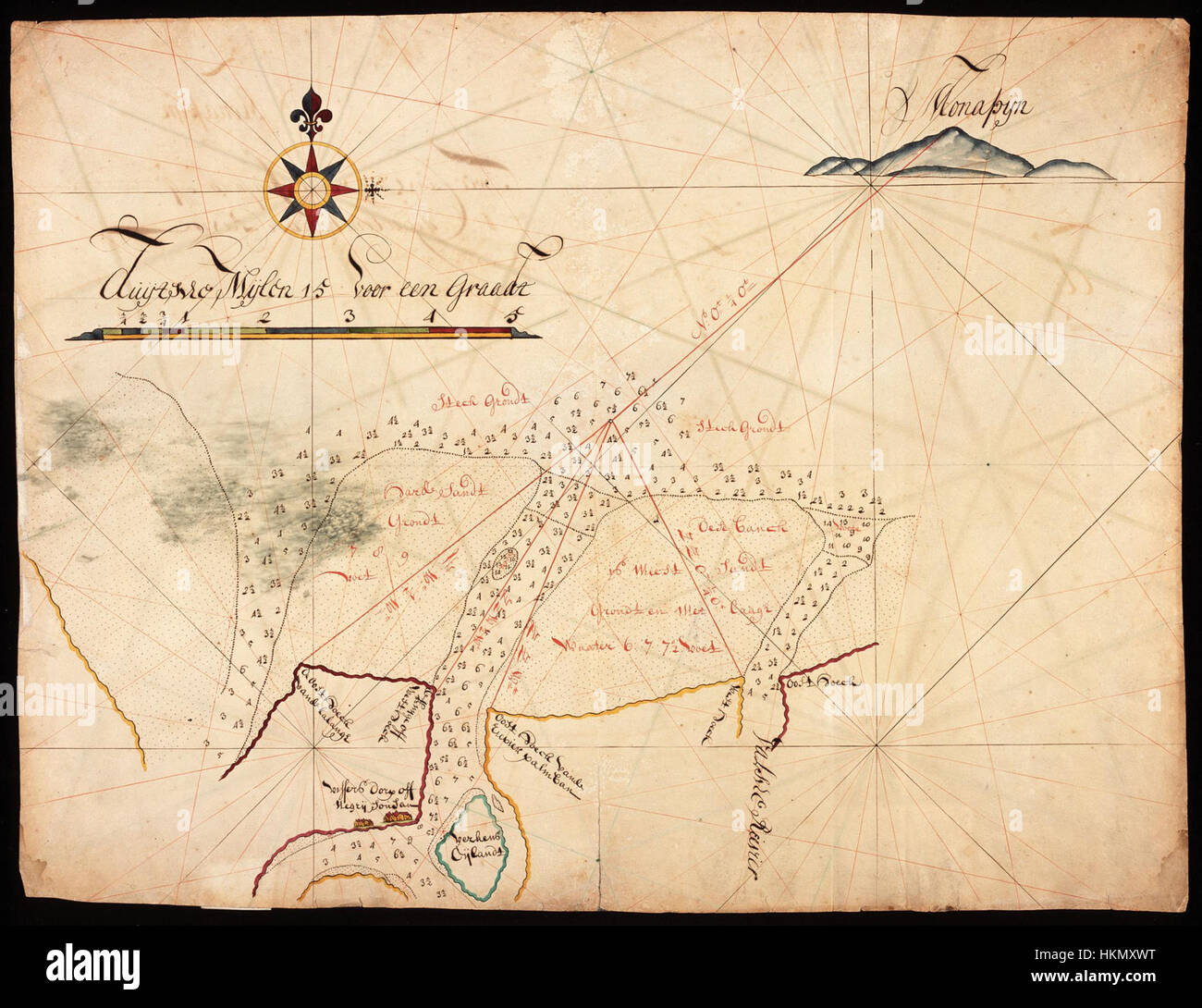 The AMH-5143-NA map of the Palembang river mouth is a historically ...