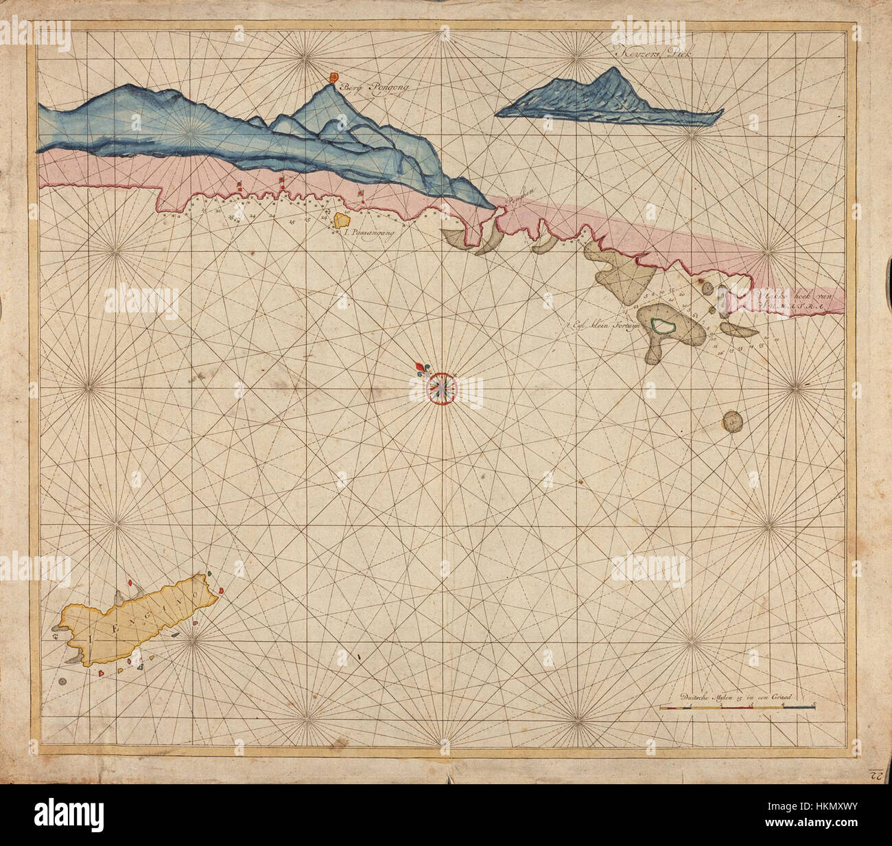 The map of the southern coast of Sumatra provides a detailed view of ...