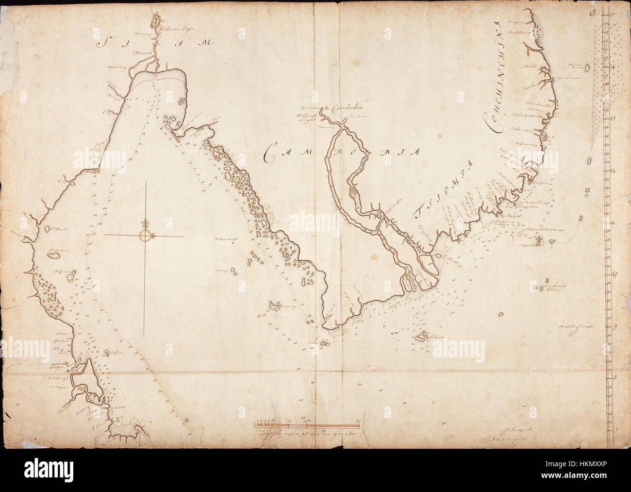 This historical map shows the geographical layout of Thailand and ...