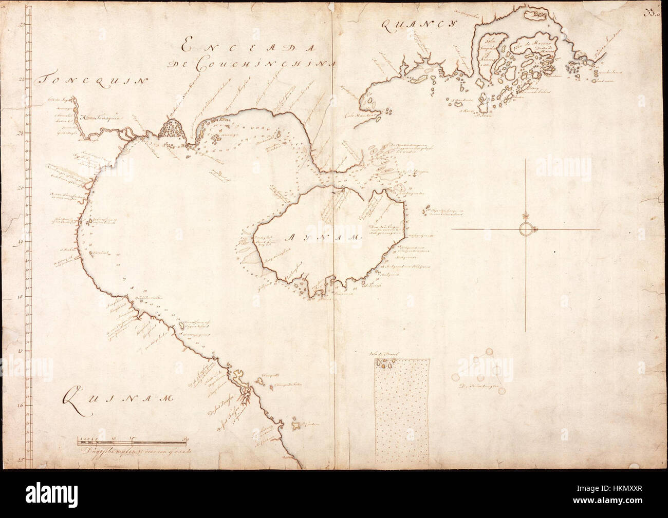 This map shows the regions of Quinam, Tonquin, Cochin-China, and Aynam ...