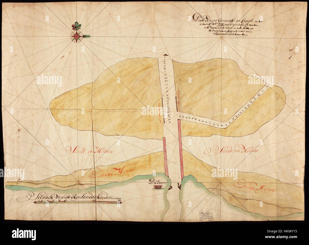 A historical nautical chart showing soundings in the river at Batavia ...