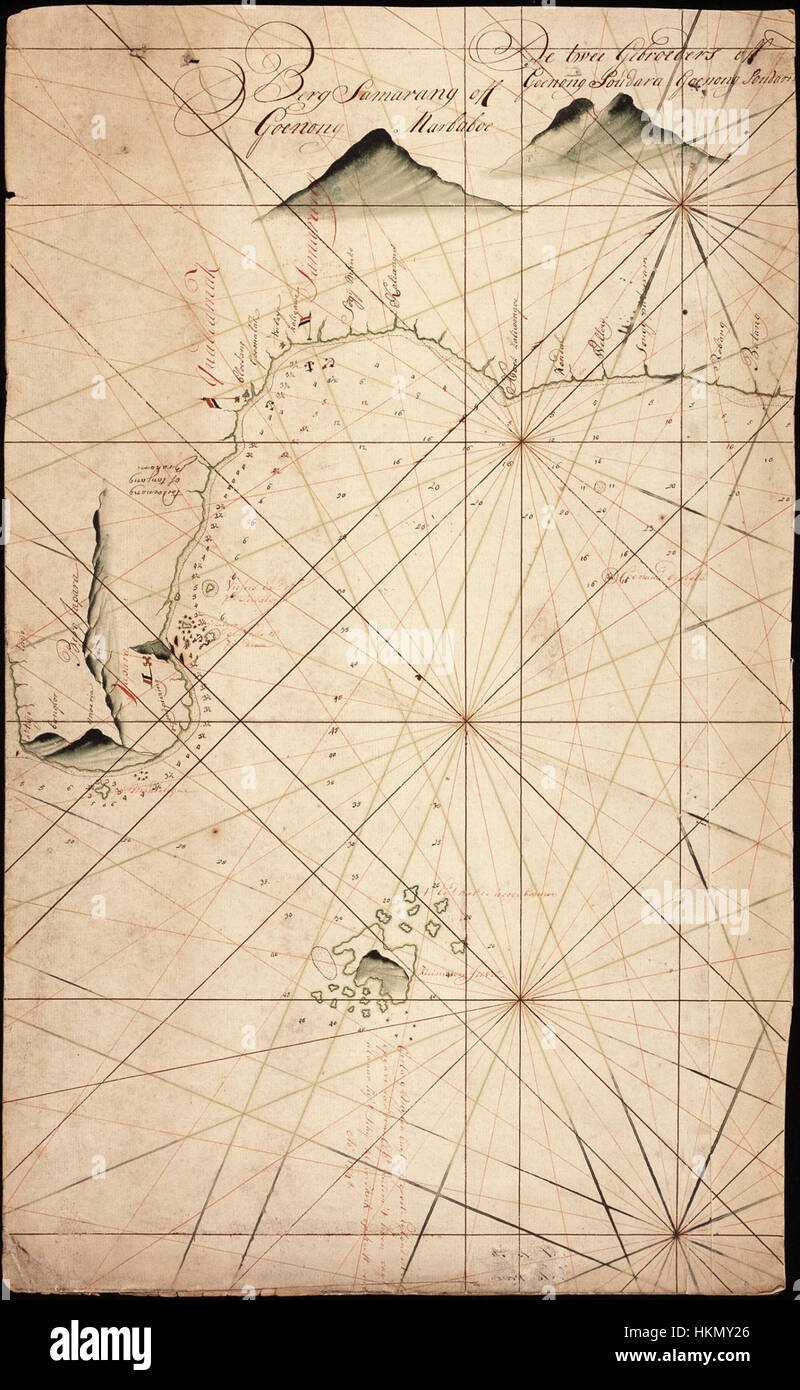 This historical map illustrates the northern coast of Java, stretching ...