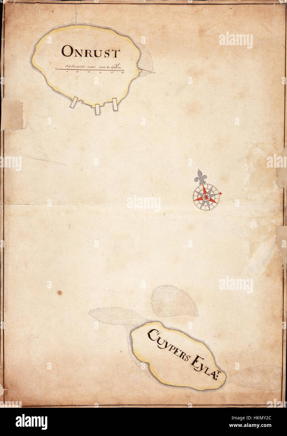 AMH-5244-NA Map of the islands of Onrust and Cuyper Stock Photo - Alamy