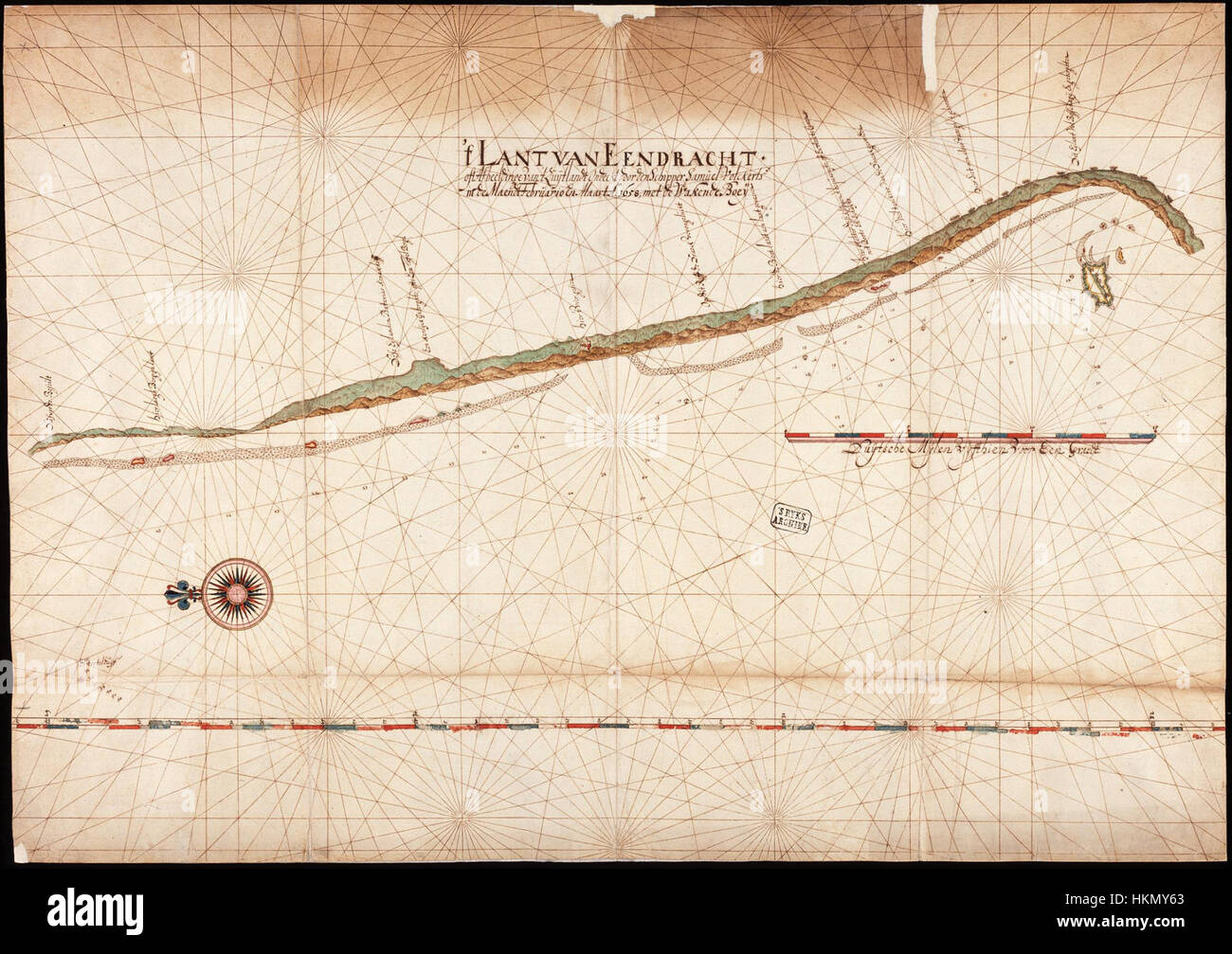This historical map depicts a portion of the Australian coast ...