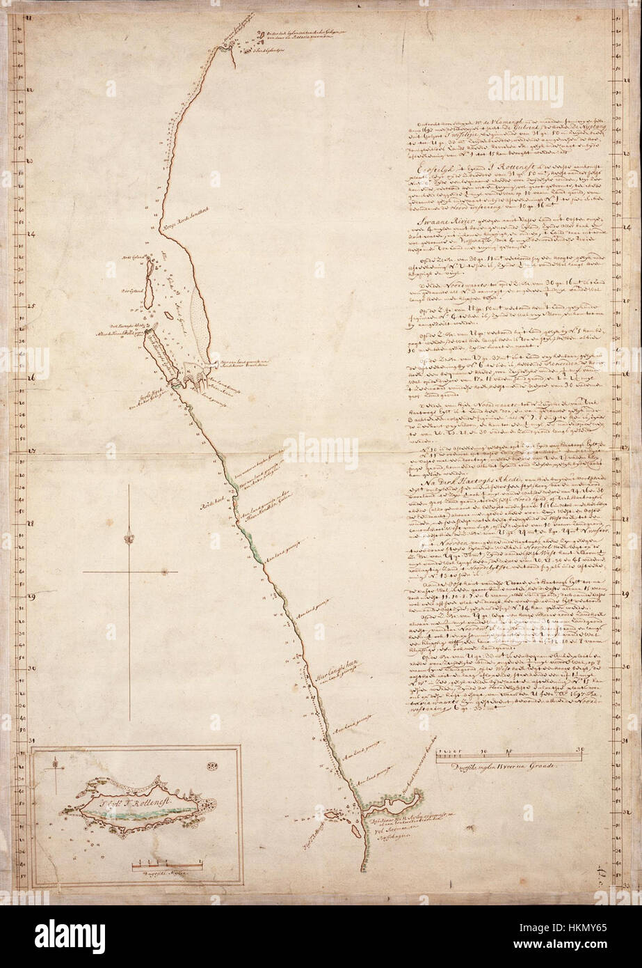 AMH-5329-NA Map showing a stretch of the Australian coast, with an ...