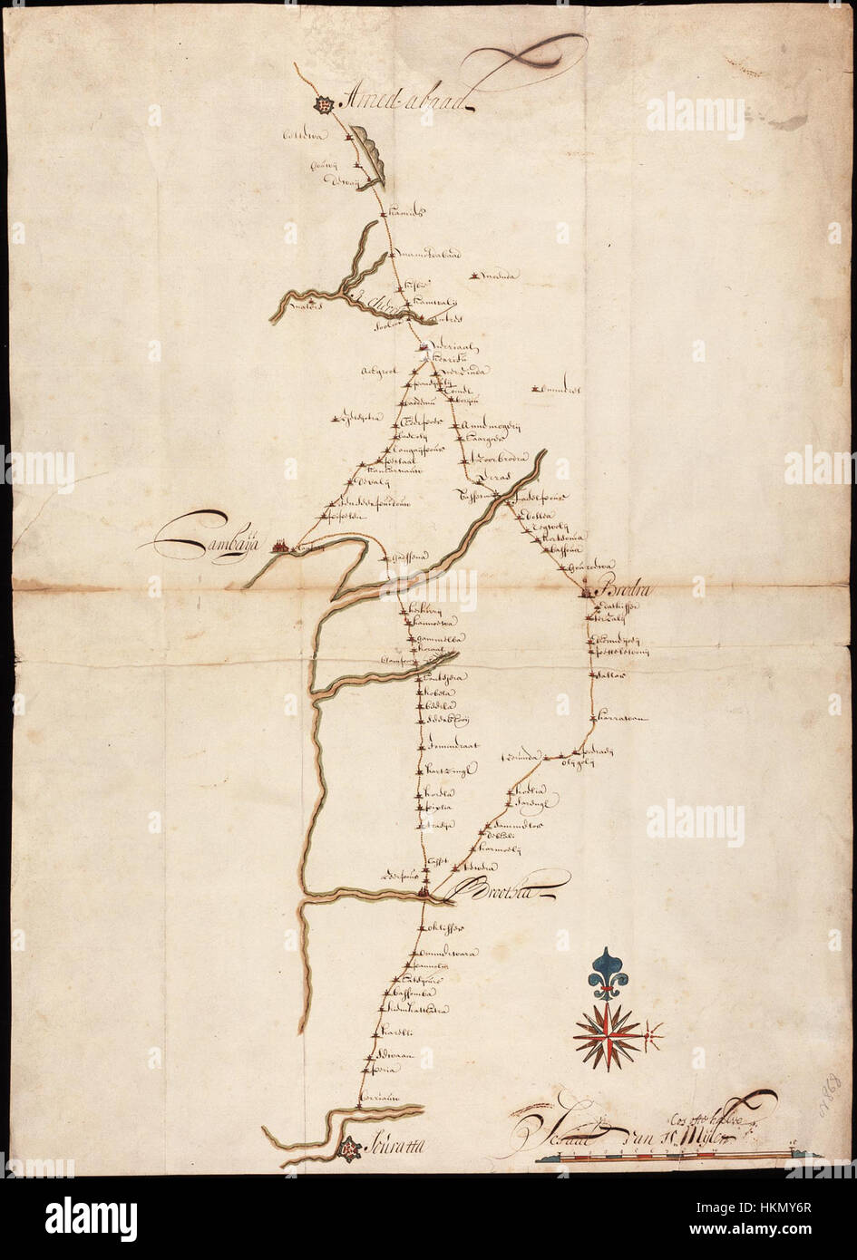 This historical map (AMH-5344-NA) illustrates the cities situated ...