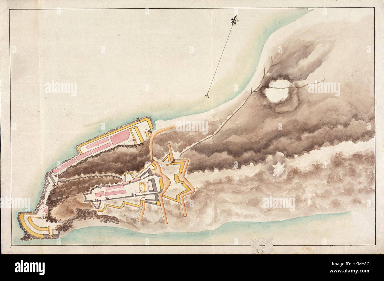 This floor plan of Fort Oostenburg, a historical military structure ...