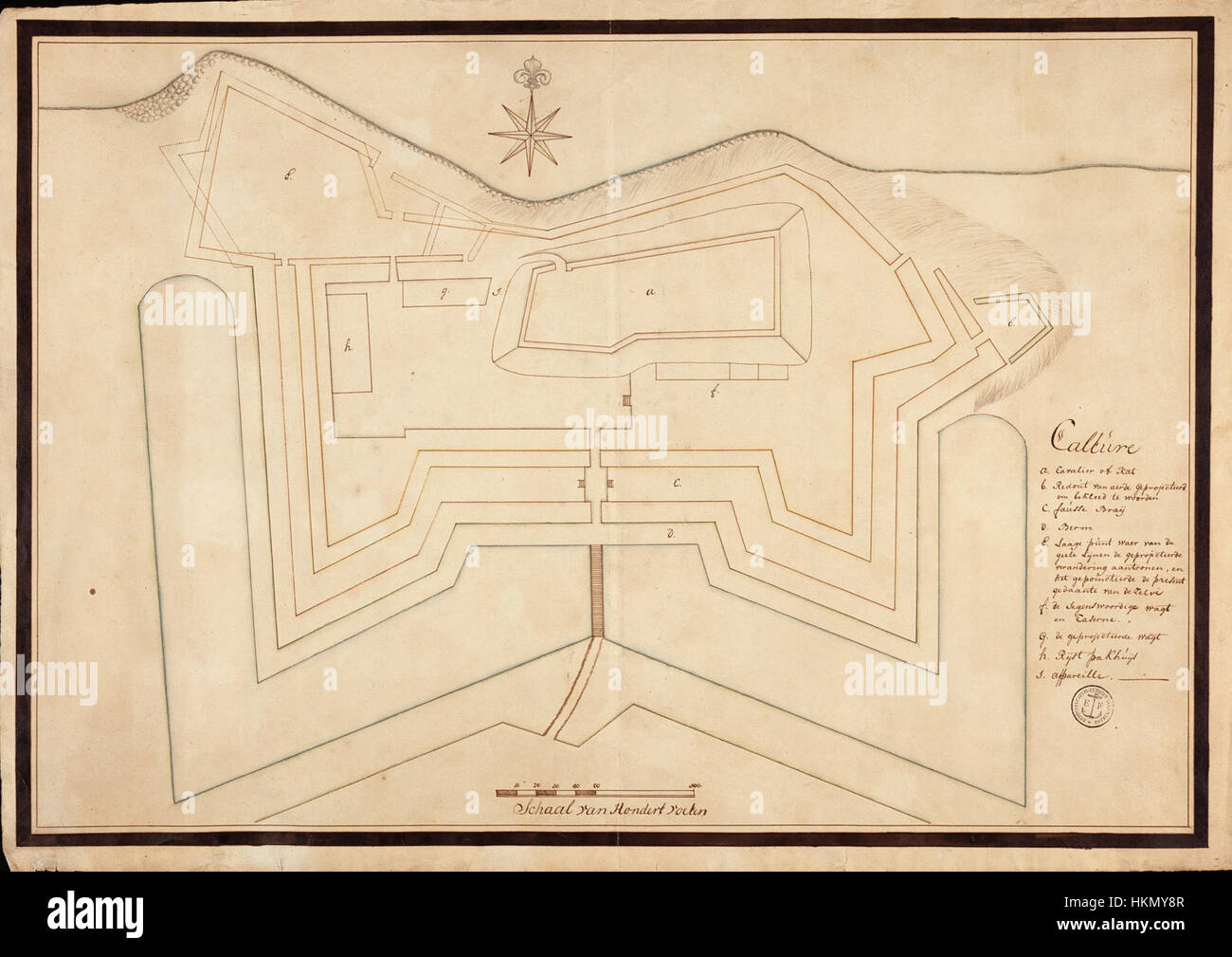 This historical map depicts the layout and design of the fort at ...