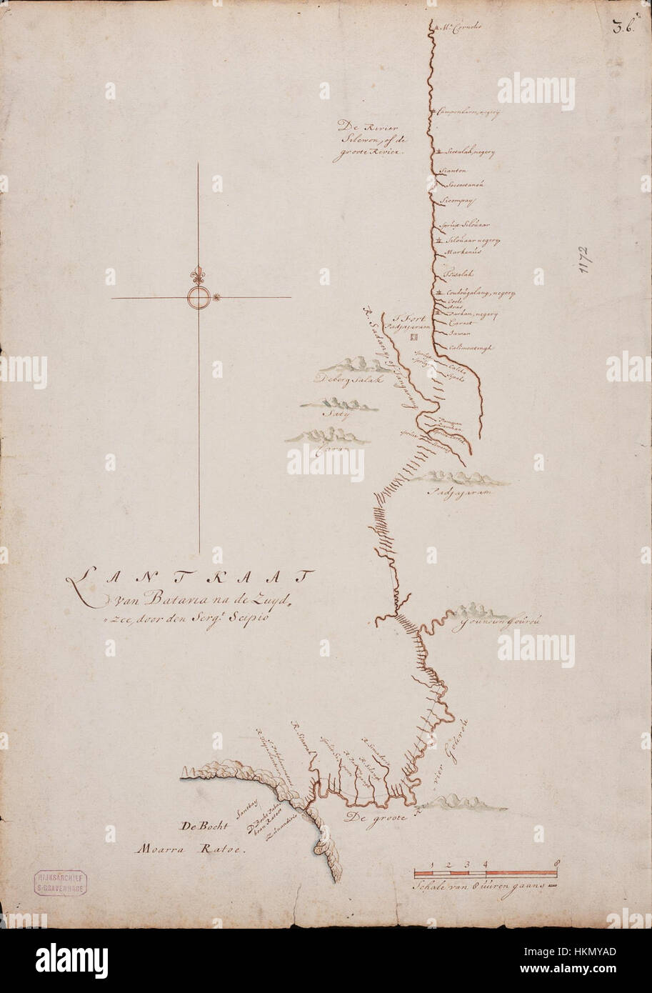 A historical map of Batavia to South Java, representing the ...
