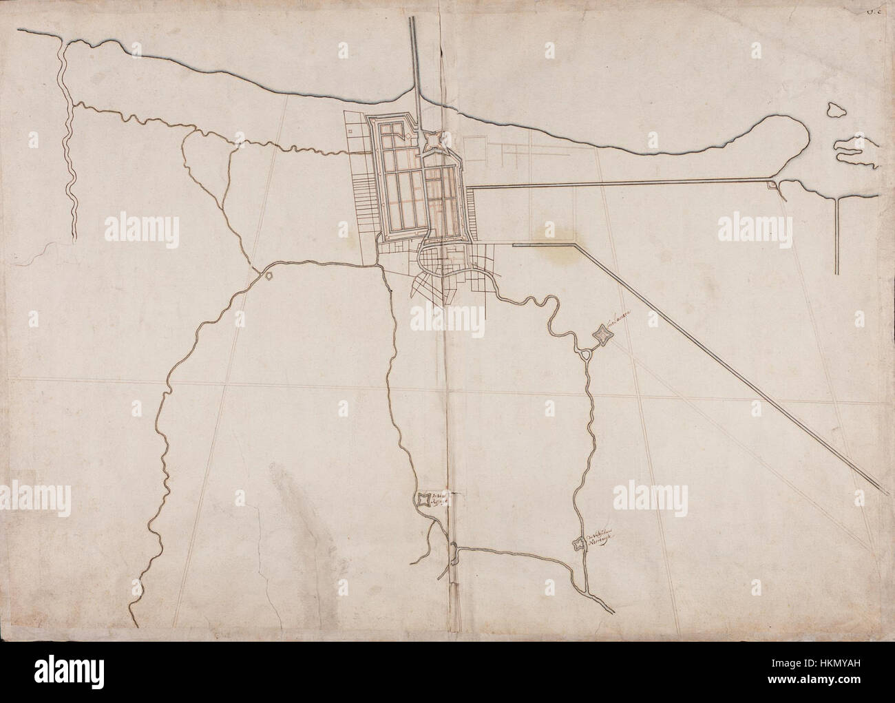An antique map depicting Batavia (modern-day Jakarta) and the ...