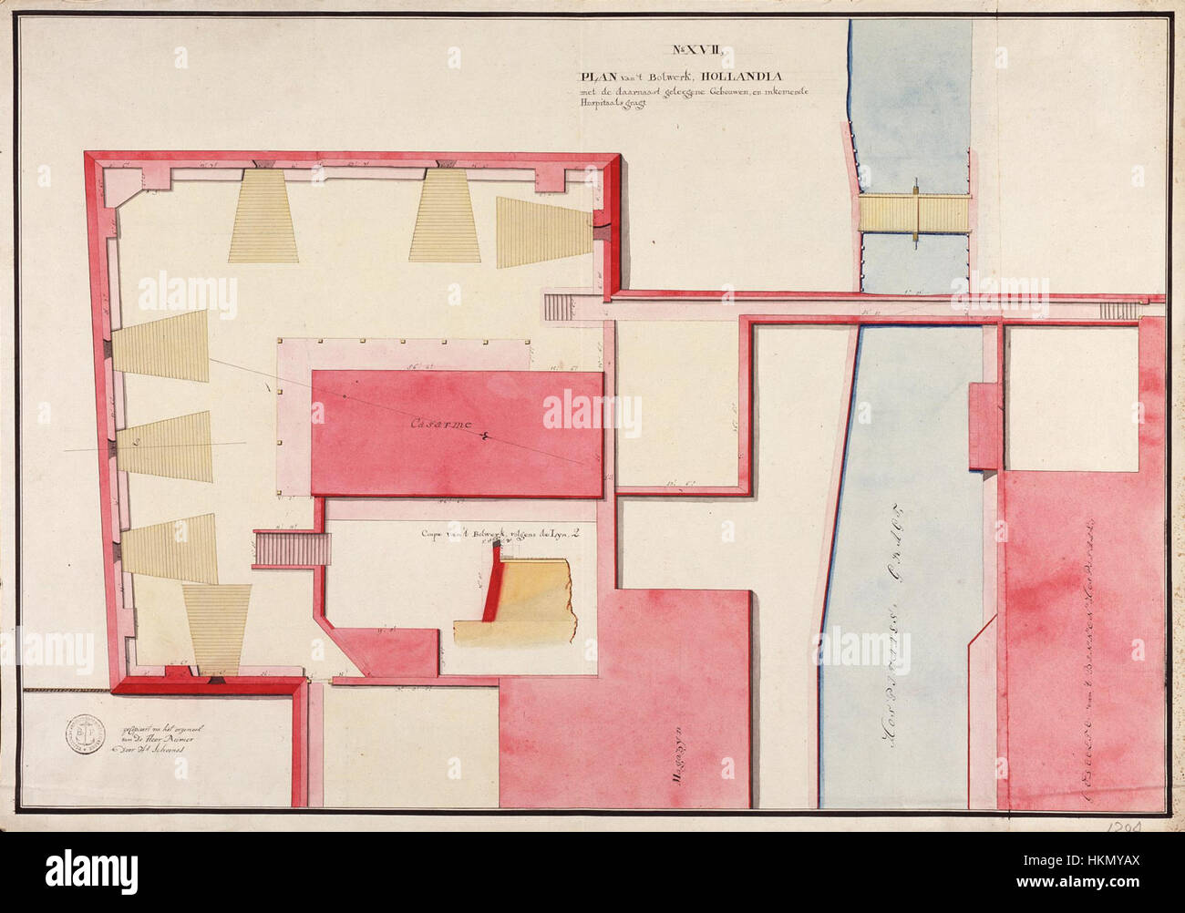 The plan of the Hollandia Bastion at Batavia showcases a detailed ...