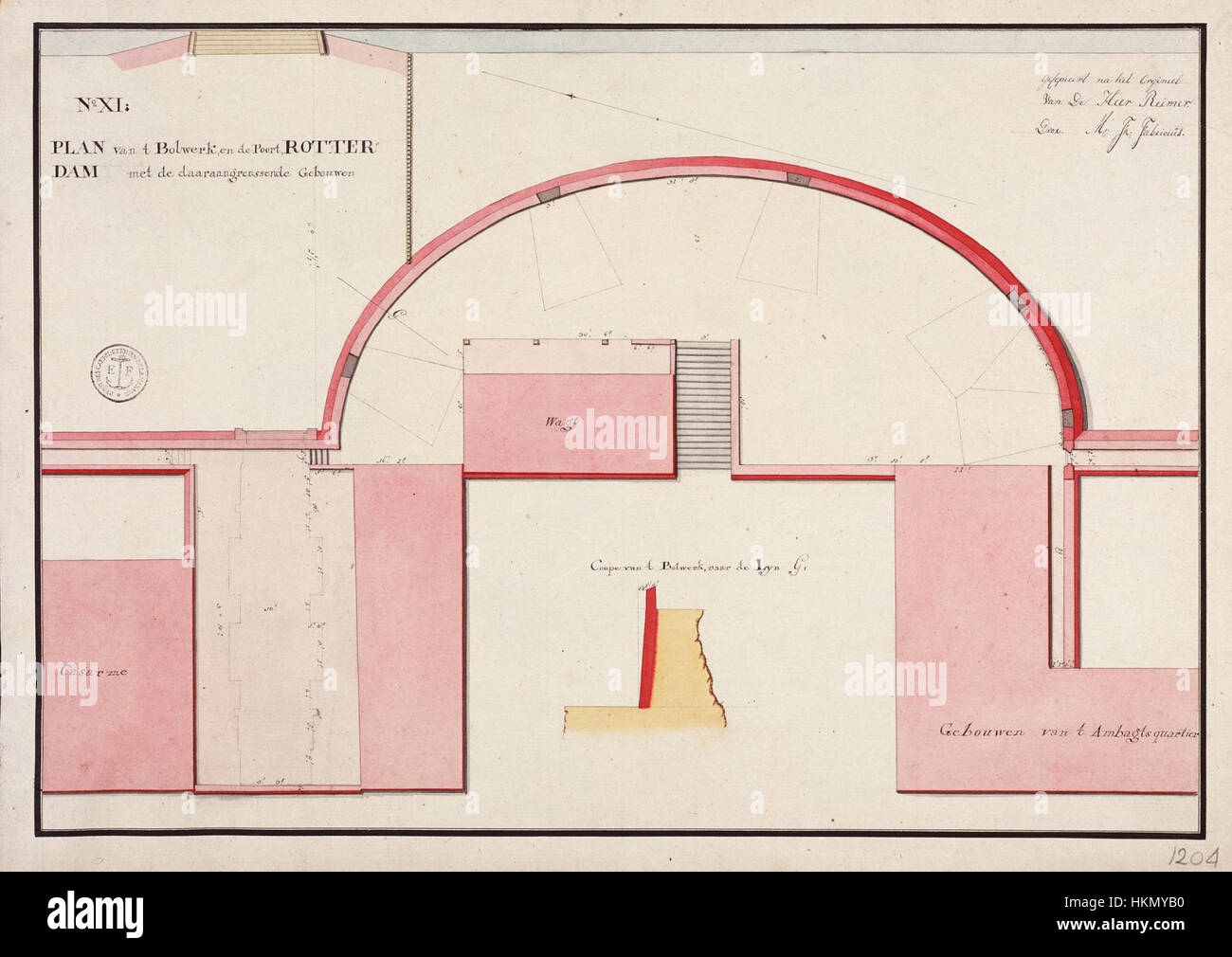 This plan illustrates the layout of the Rotterdam Bastion at Batavia, a ...