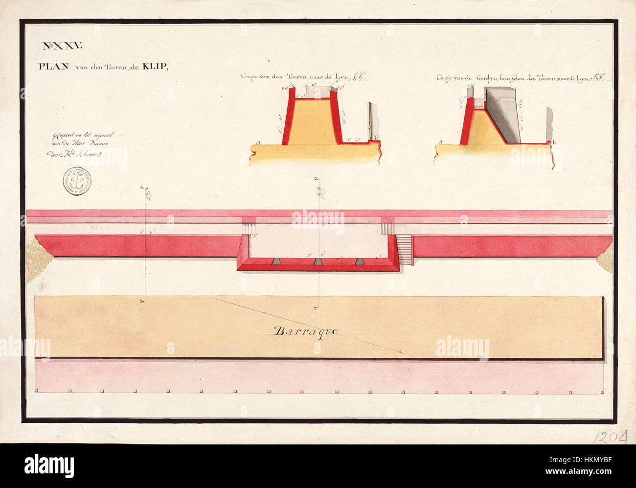 Historical plan of the Klip Tower at Batavia (modern-day Jakarta ...
