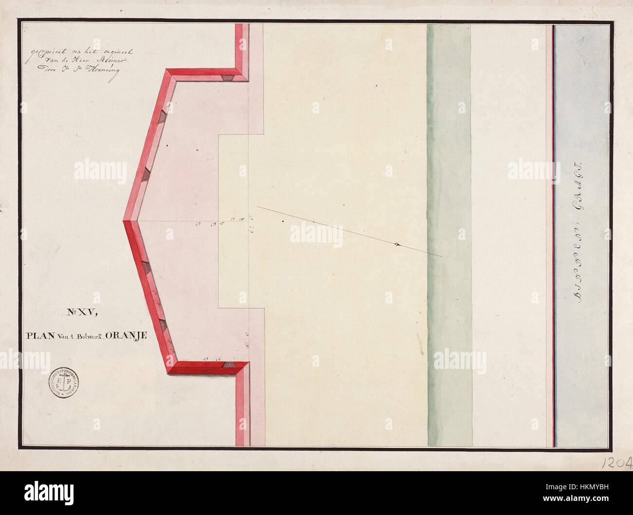 This artwork, a plan of the Orange Bastion at Batavia, depicts the ...